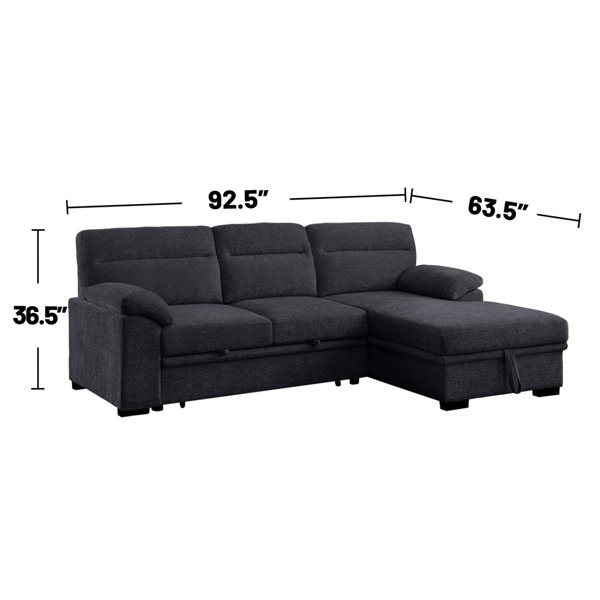 Latitude Run® Chenille Fabric Sleeper Sectional Sofa With Right-Facing ...