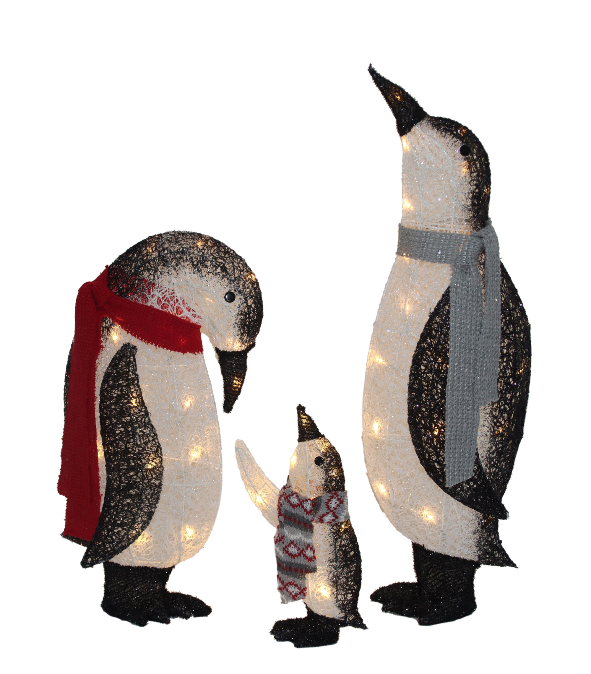 Northlight Seasonal 3D Lighted Winter Penguin Family Outdoor Christmas ...