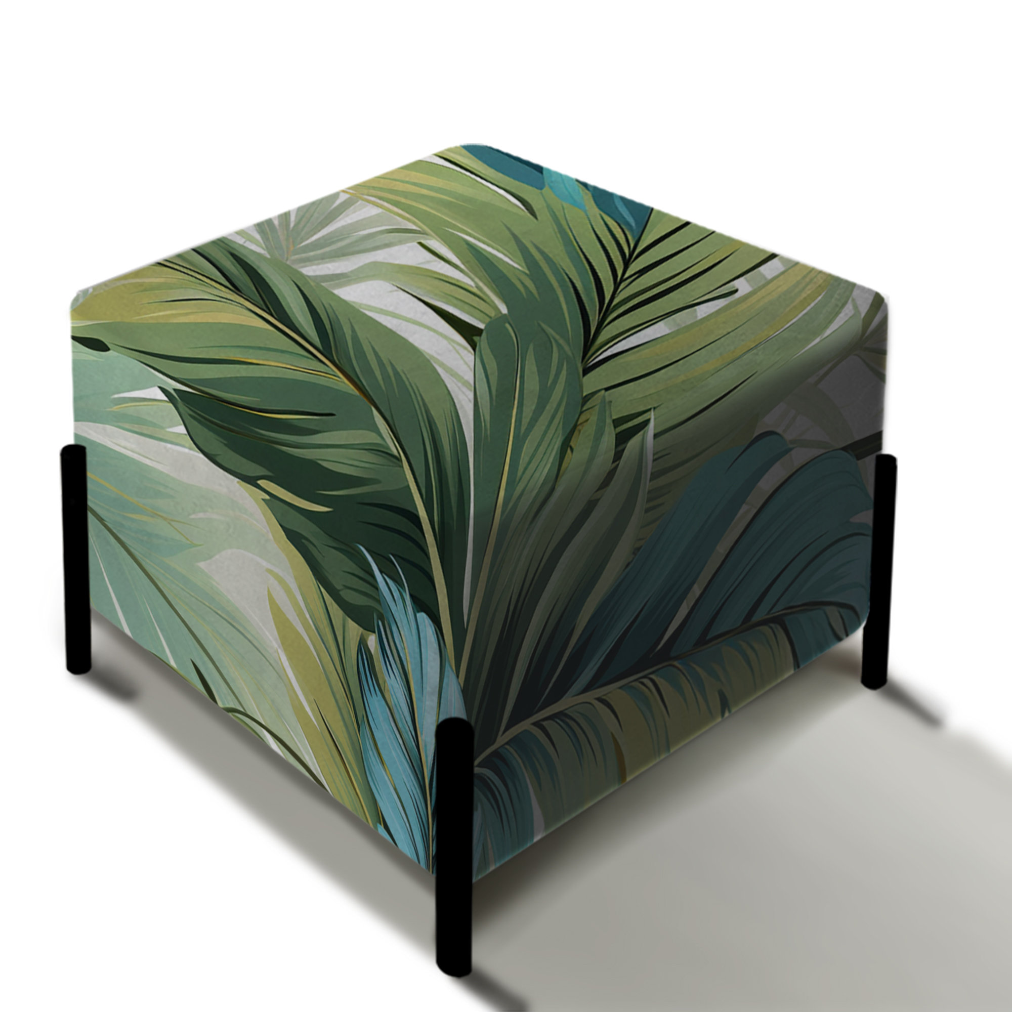 Design Art Palm Oasis Tropical Pattern - Tropical Square Ottoman | Wayfair