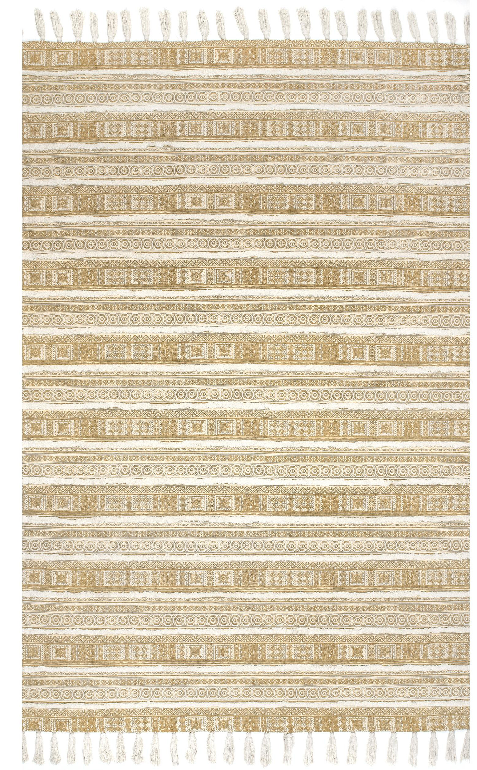 Red Barrel Studio® Nunez Striped Cotton Beige Area Rug | Wayfair