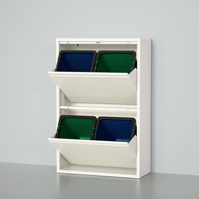 EuropeanFurniture Metal Open Multi-Compartments Trash & Recycling Bin ...