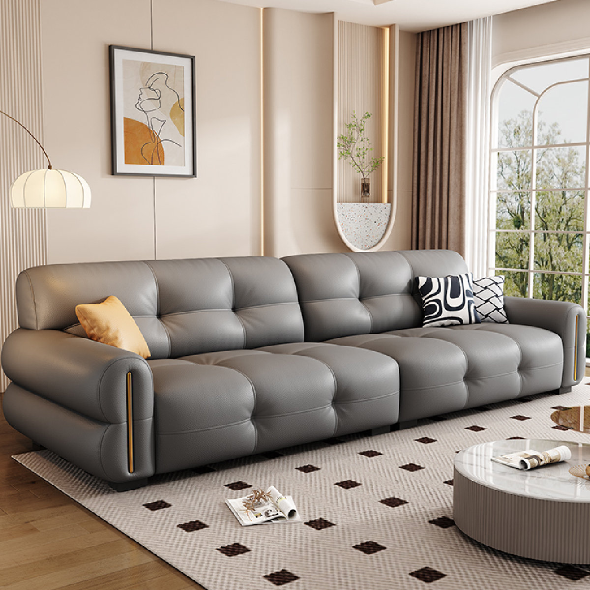 Hokku Designs Modern Minimalist Luxe Linear Sofa | Wayfair