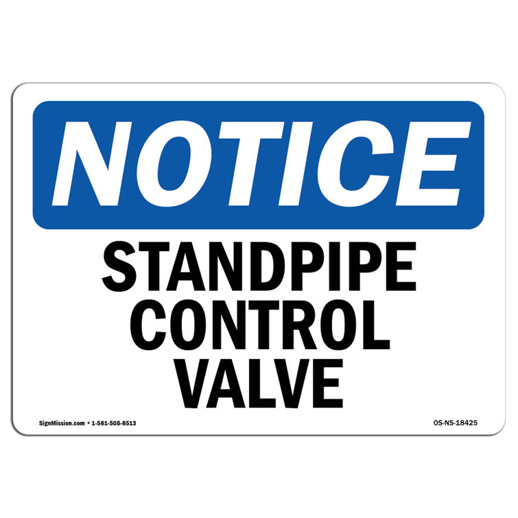 SignMission Standpipe Control Valve Sign | Wayfair