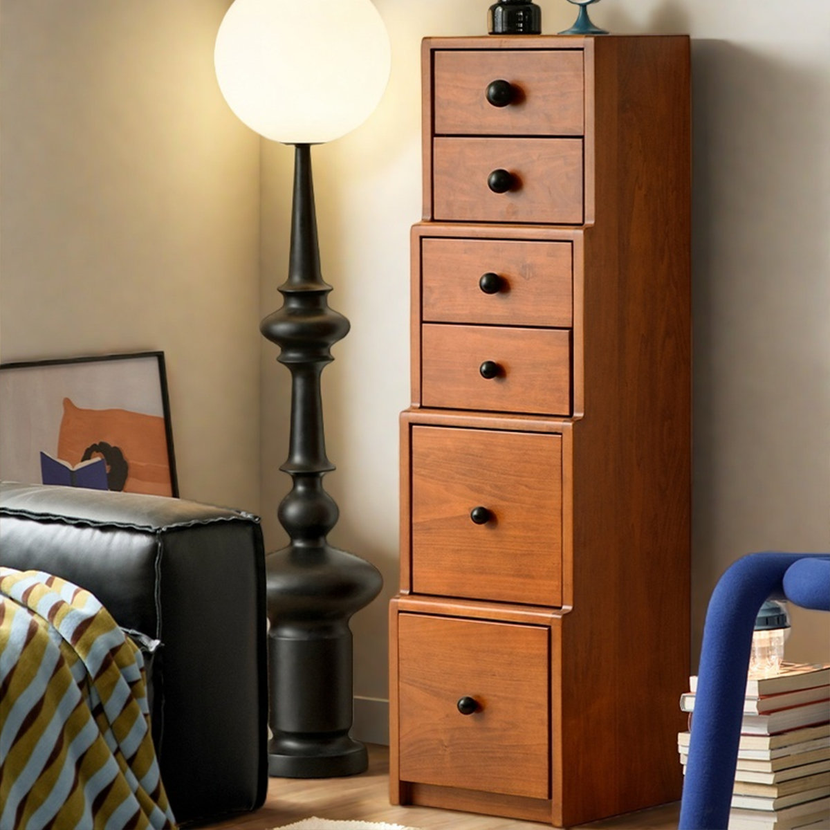 NICECABINET Brown Solid Wood Irregular 6 - Drawer Accent Chest - Wayfair Canada