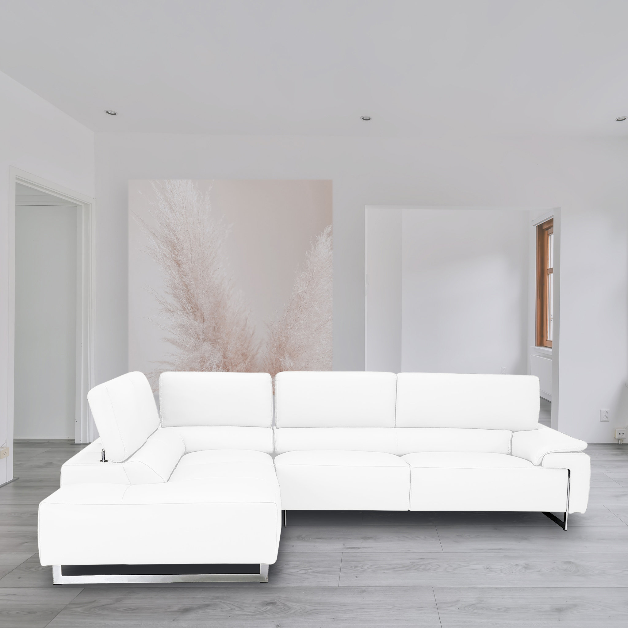 Orren Ellis Adelina Italian 119" Top Grain Leather 2-Piece Sectional ...