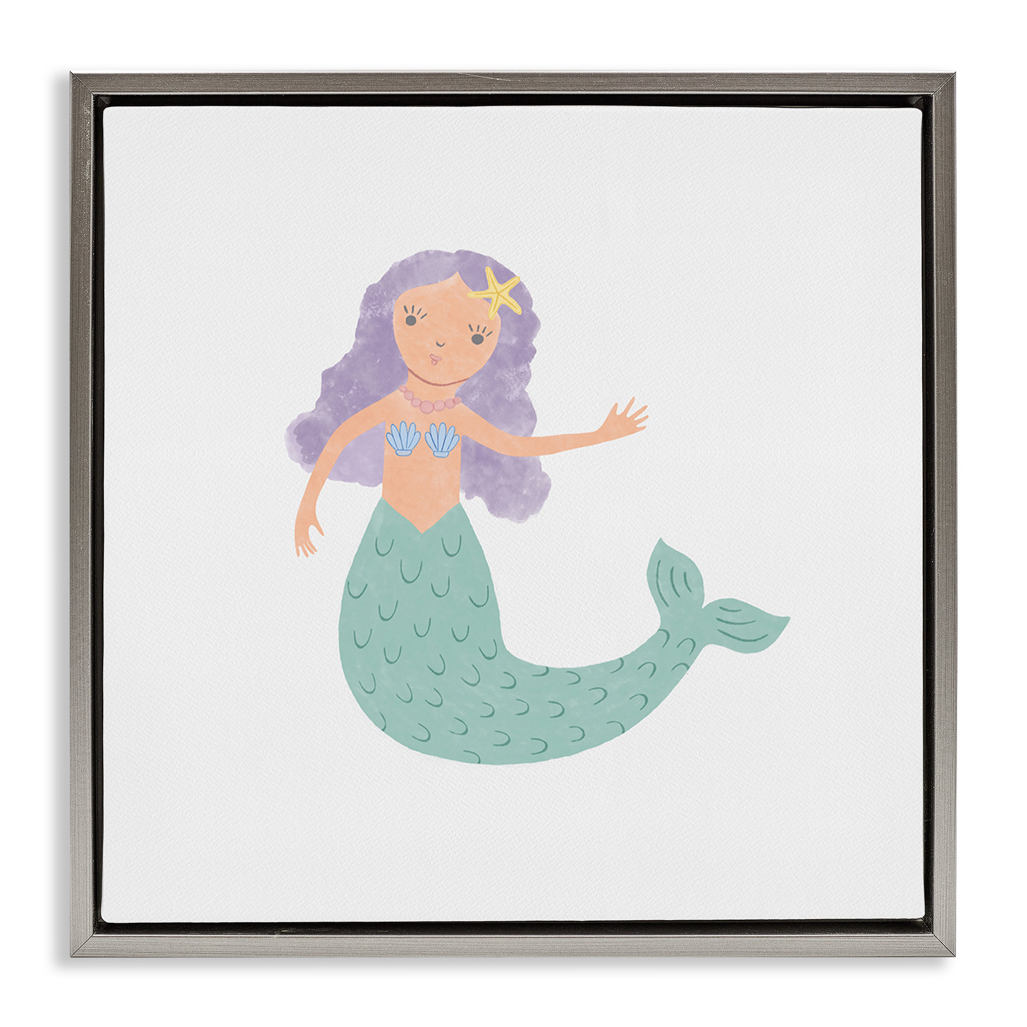 Sunside Sails Purple Hair Mermaid Framed Floater Canvas Wall Art by ...