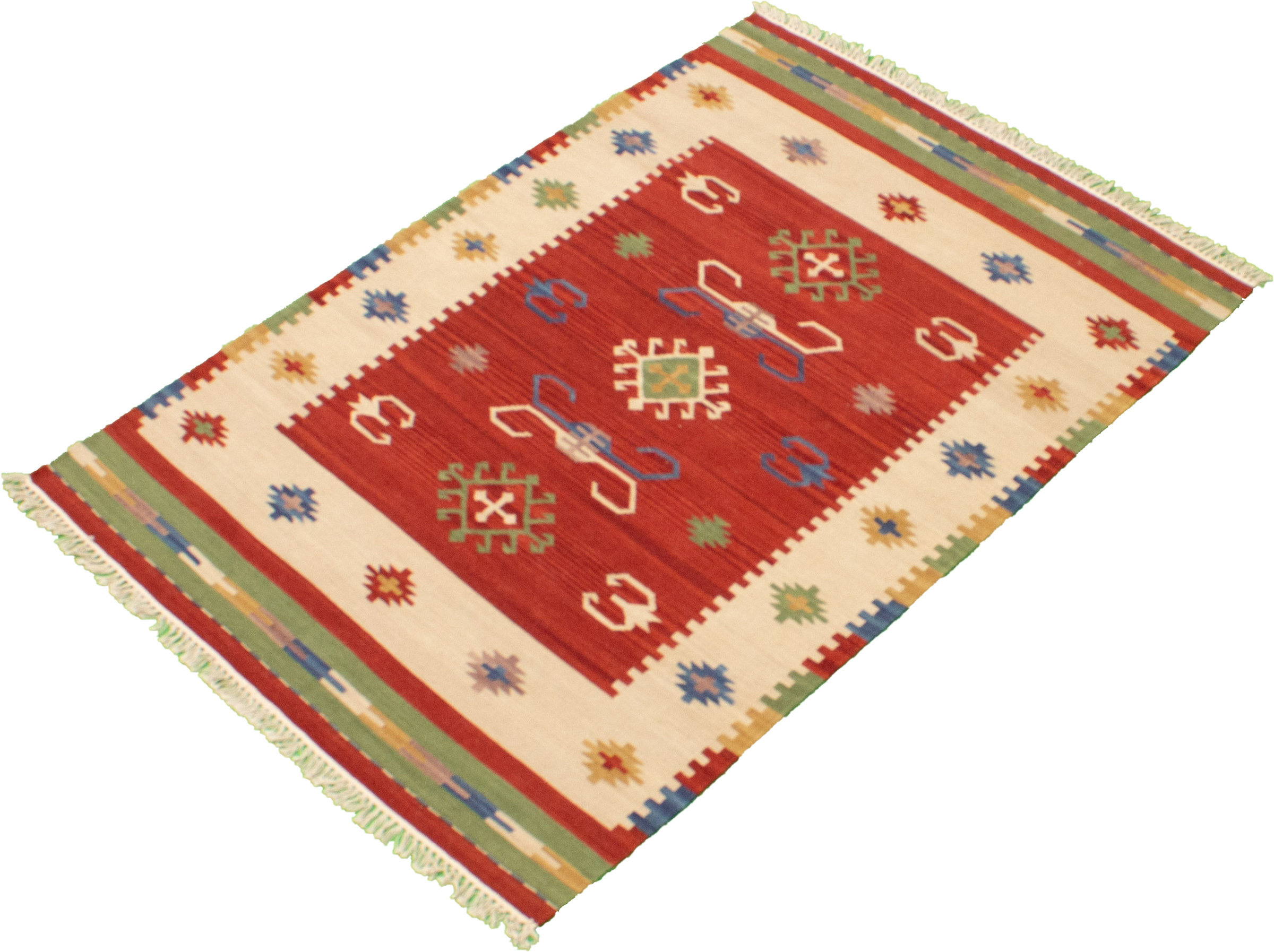 Foundry Select Innis Oriental Handmade Kilim Wool Rust/Cream/Green Area ...