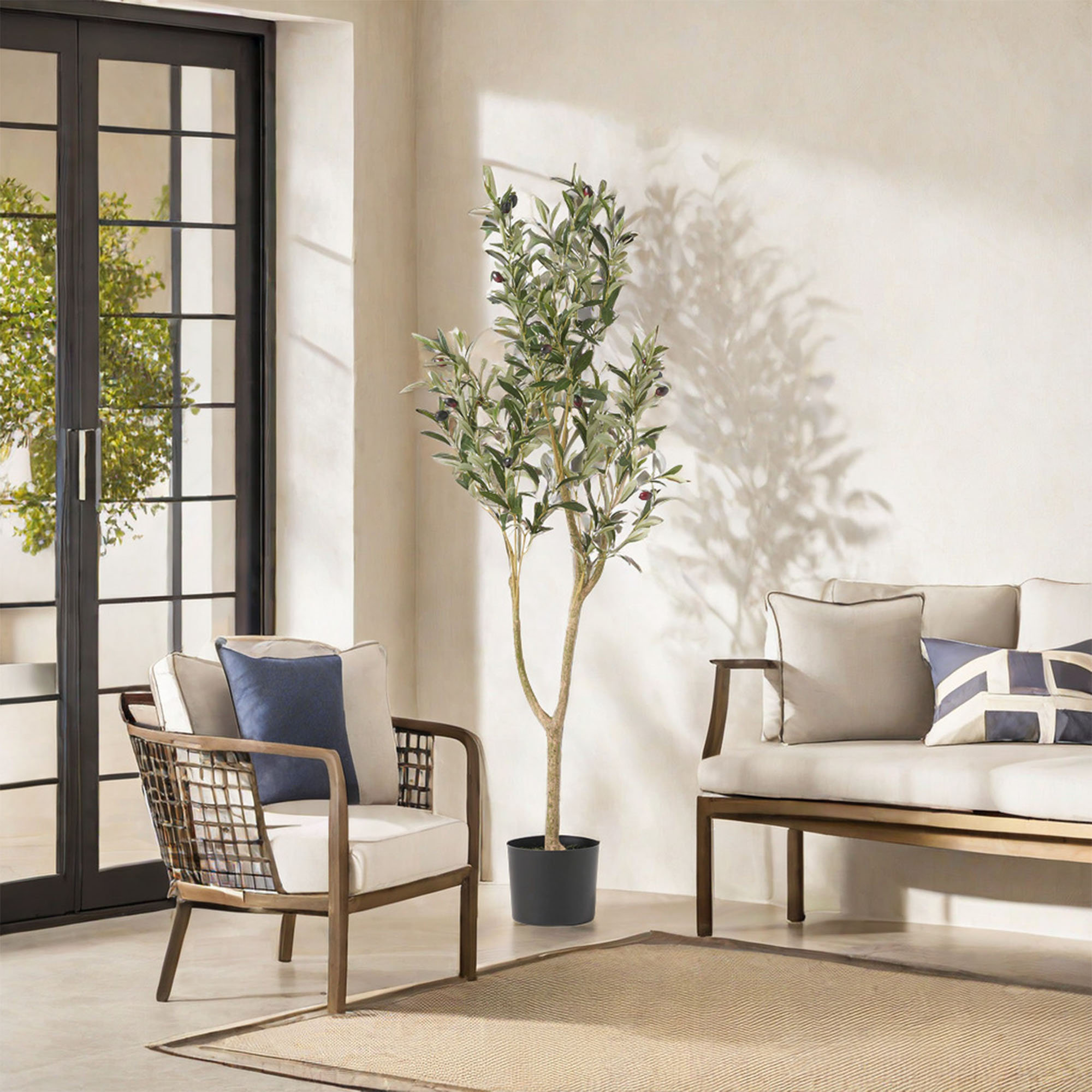 Primrue Artificial Tree Floor Plants, Faux Olive Tree, Indoor Faux ...