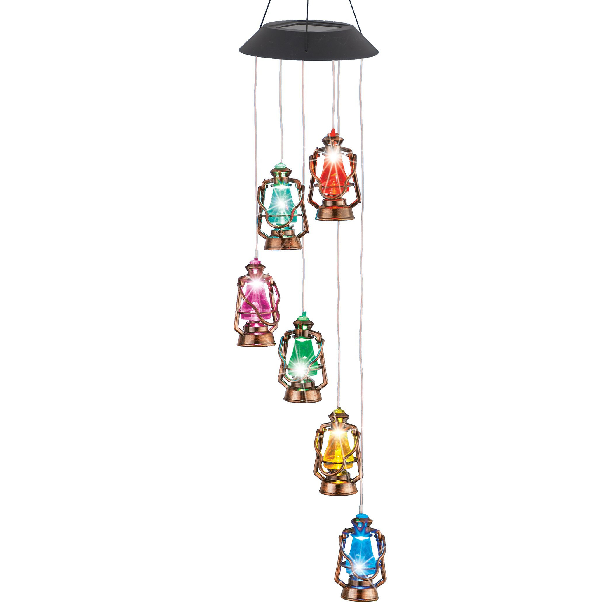 Arlmont & Co. Solar Powered Color-Changing Lantern Garden Mobile | Wayfair