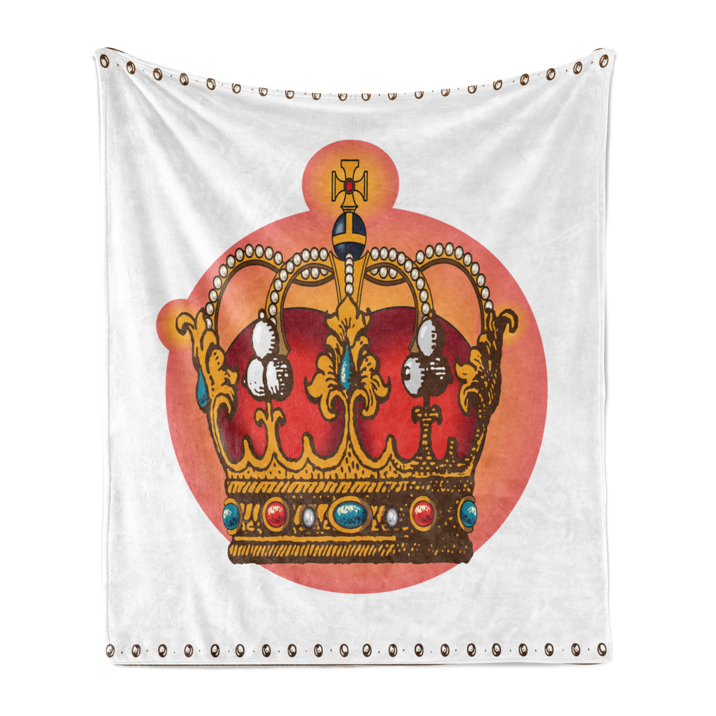 Ambesonne Queen Fleece Throw Blanket Baroque Crown Coronet Multicolor ...
