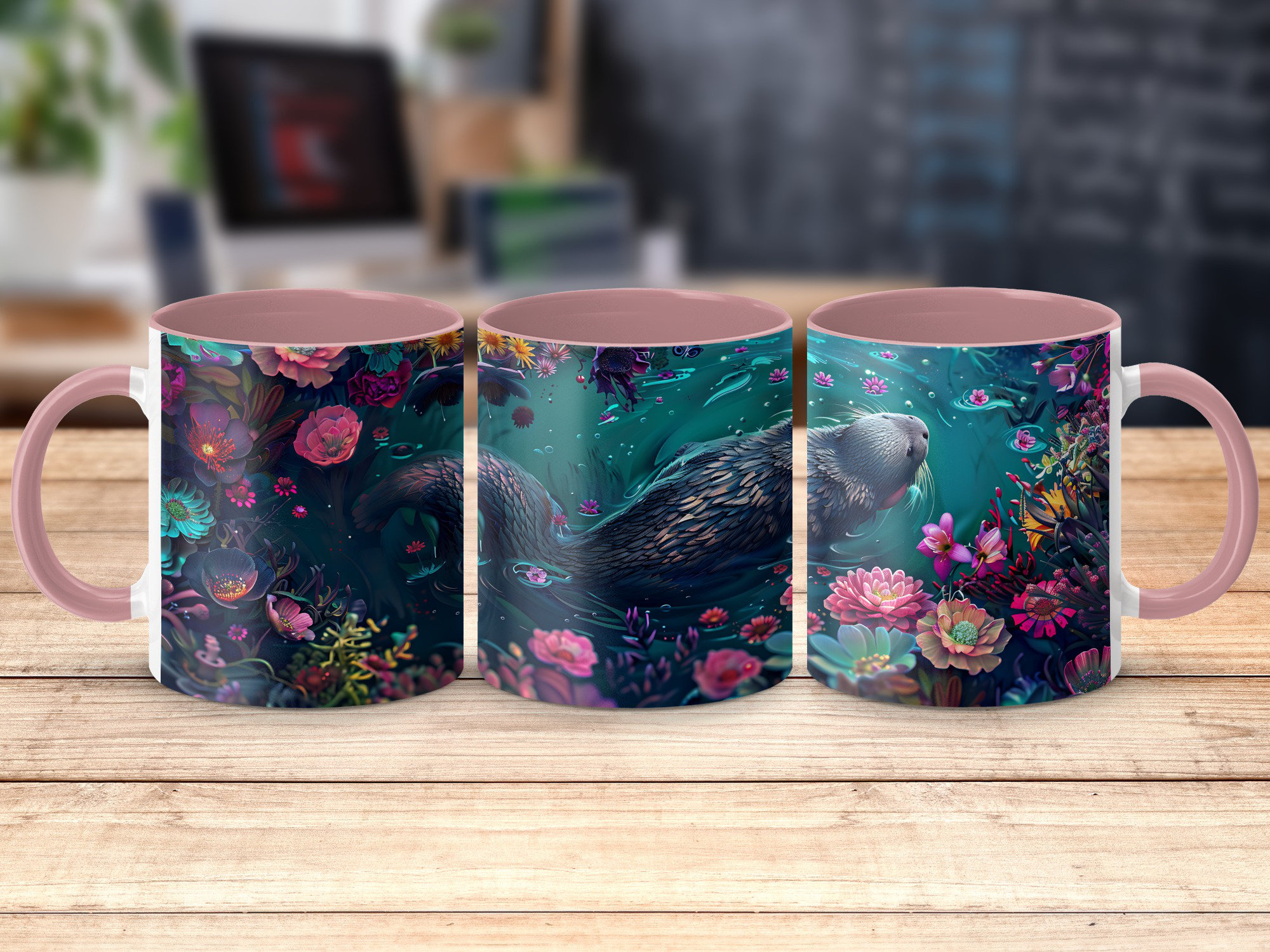 East Urban Home Set of 3 Realistic Animal Design 11oz Accent Mugs ...