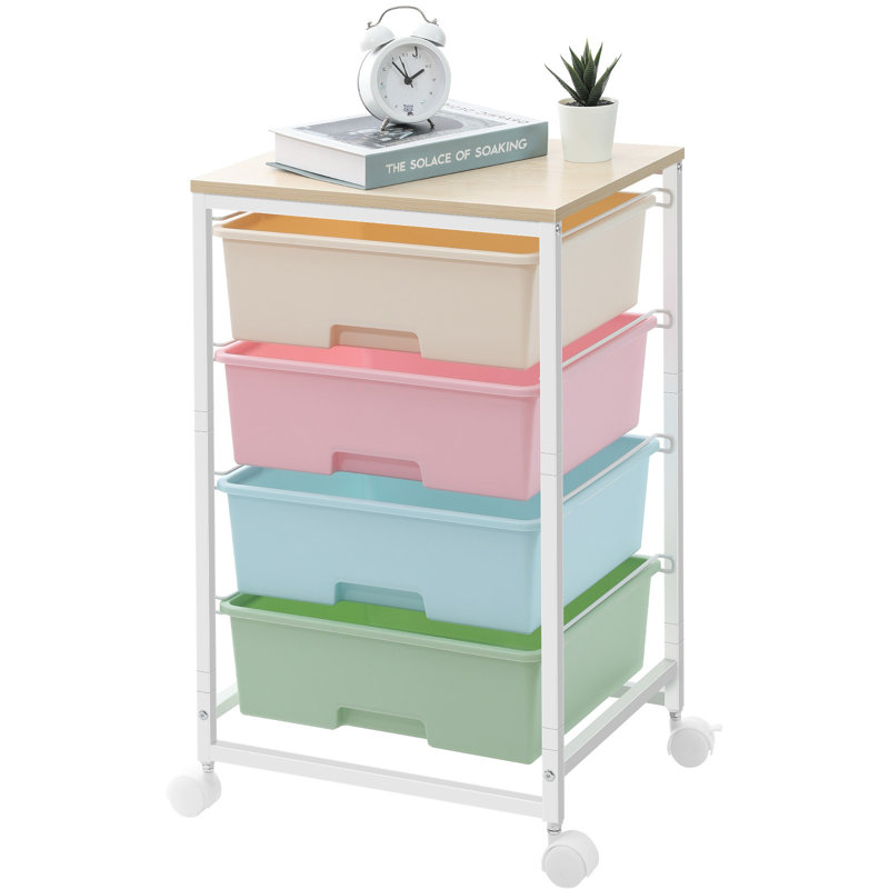 KINGRACK Utility Cart with 4 Drawers,Rolling Storage Cart with Drawers ...