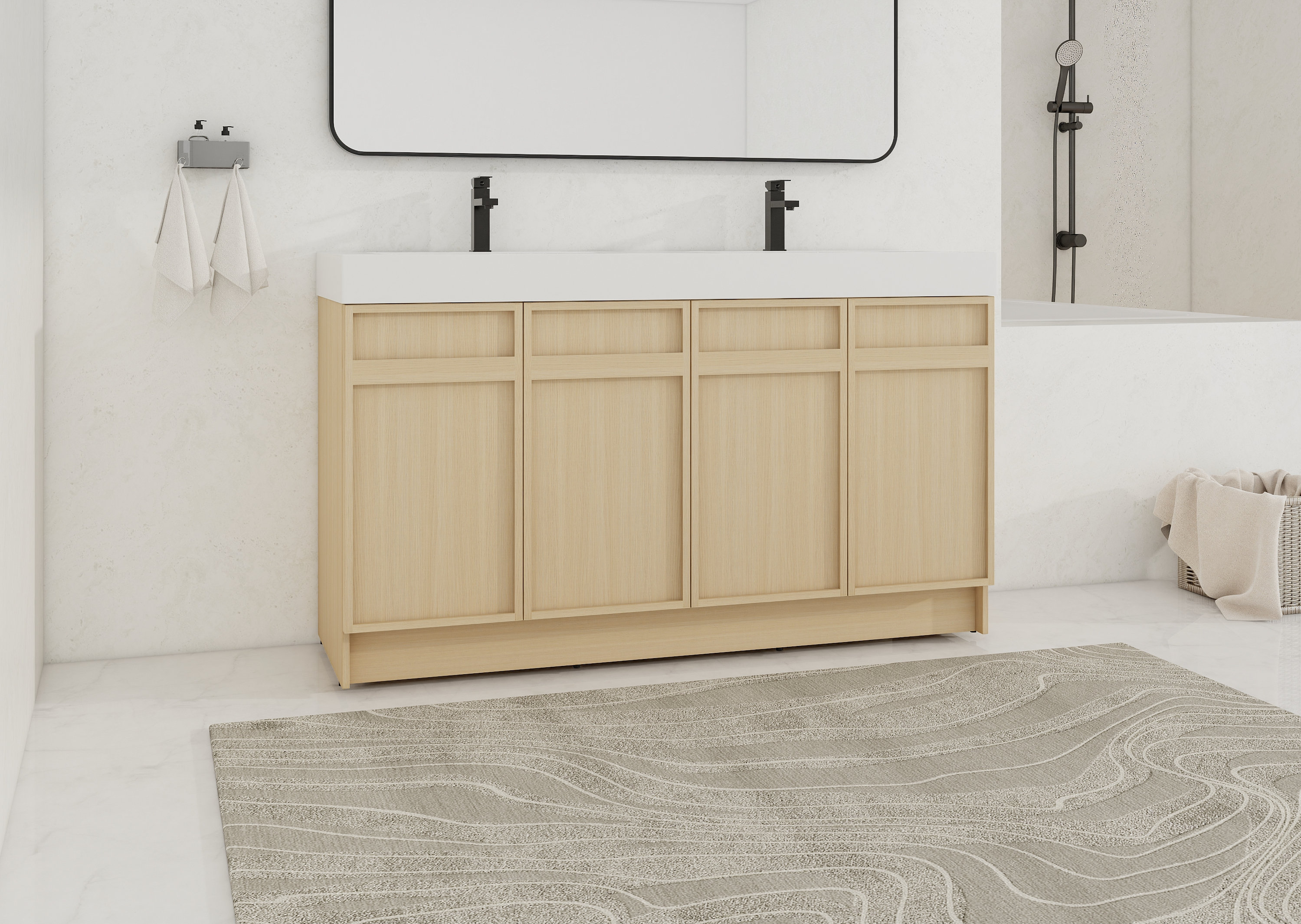 Latitude Run® 60'' Free standing Double Bathroom Vanity With Resin ...