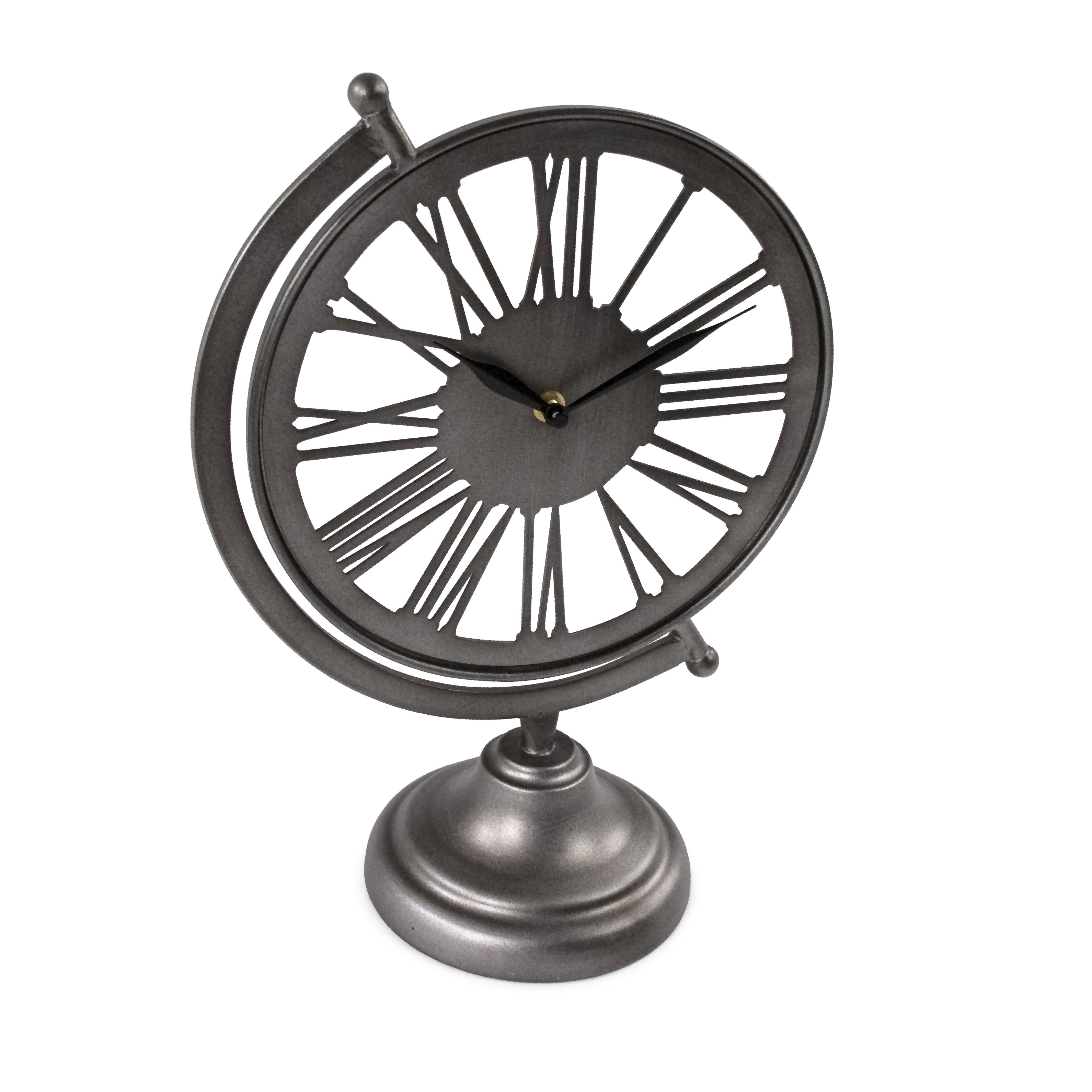 Williston Forge Analog Metal Mechanical Tabletop Clock in Black | Wayfair