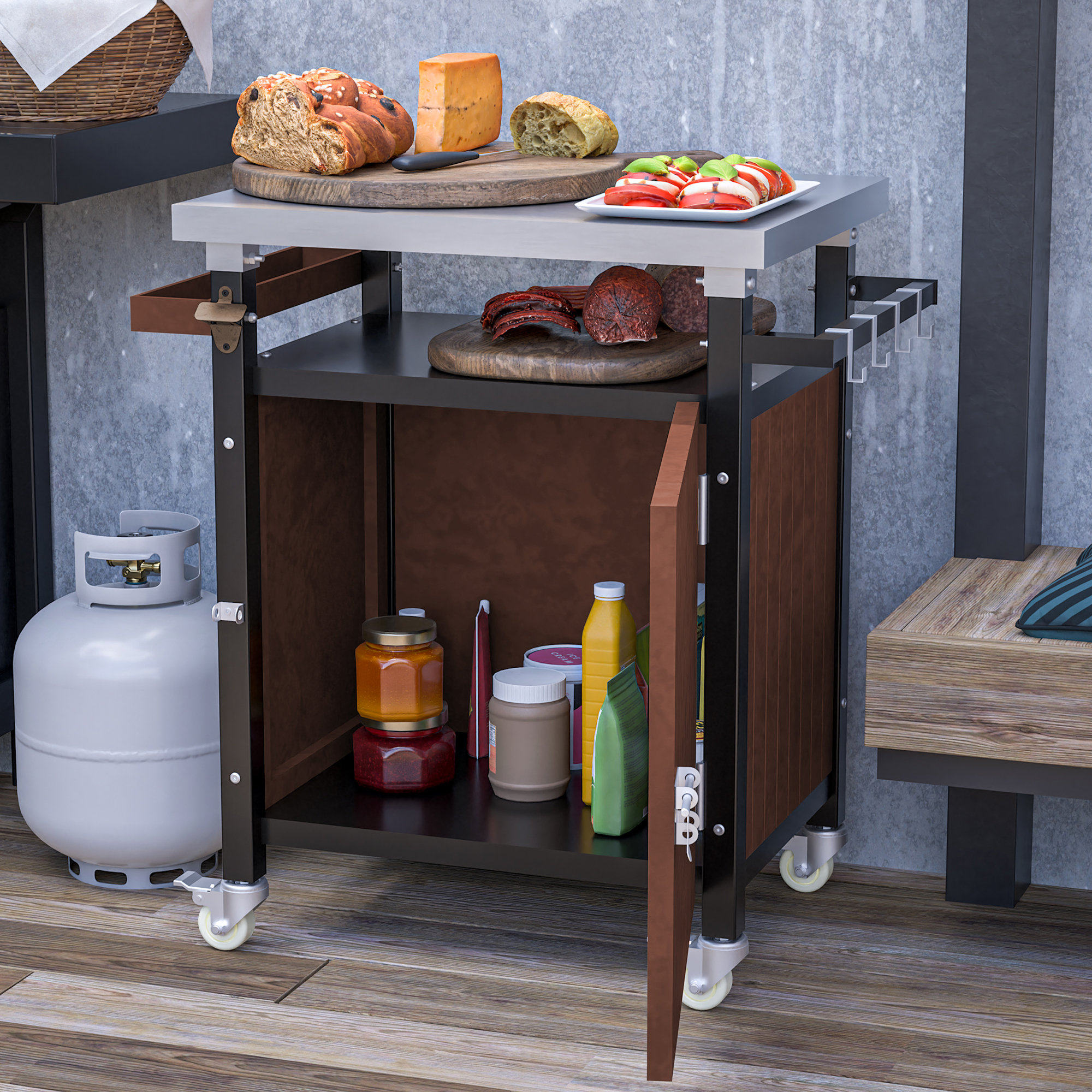 Latitude Run® Outdoor Grill Cart With Stainless Steel Tabletop ...