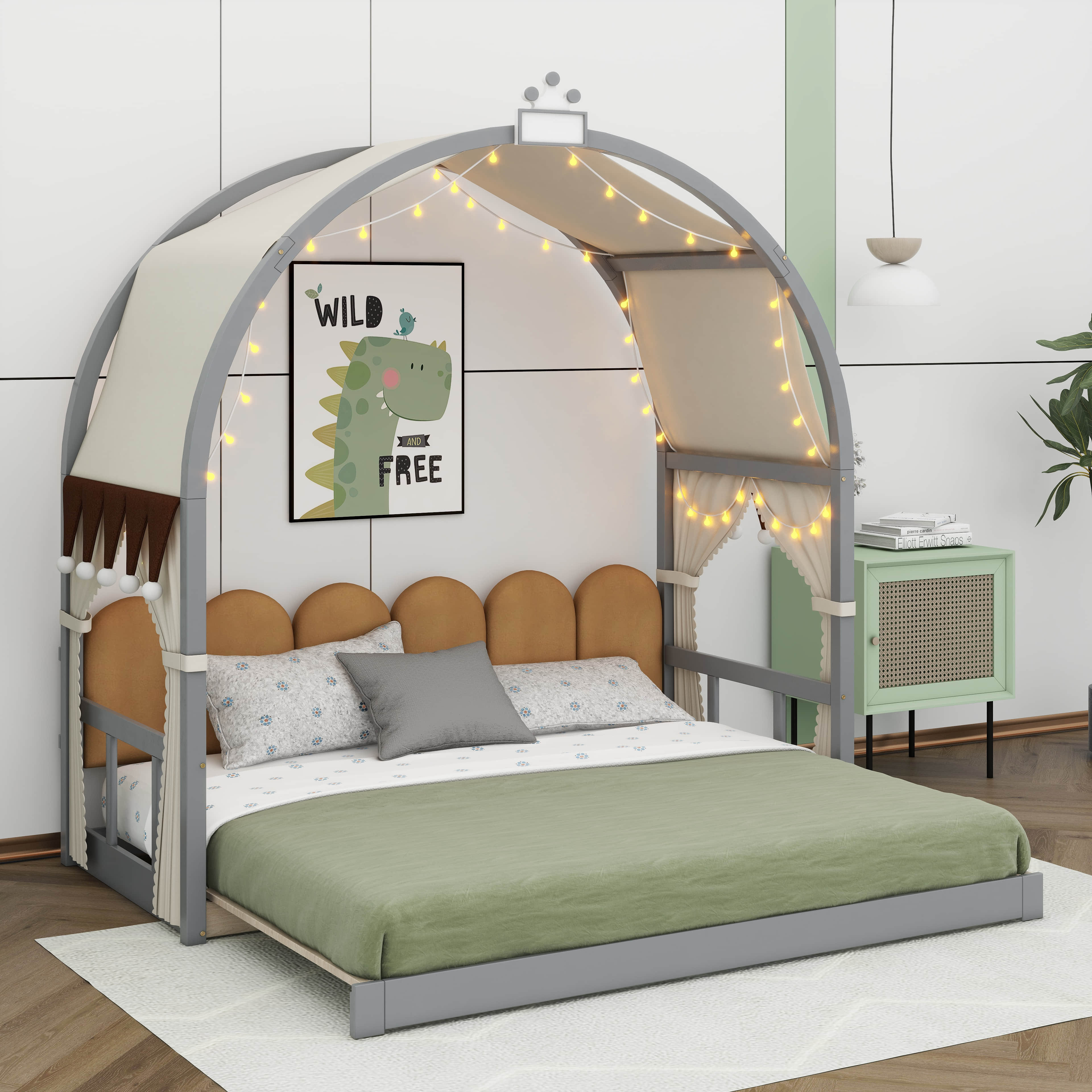 Harper Orchard Twin-Size Extended Bed With An Arched Canopy And A Pull ...