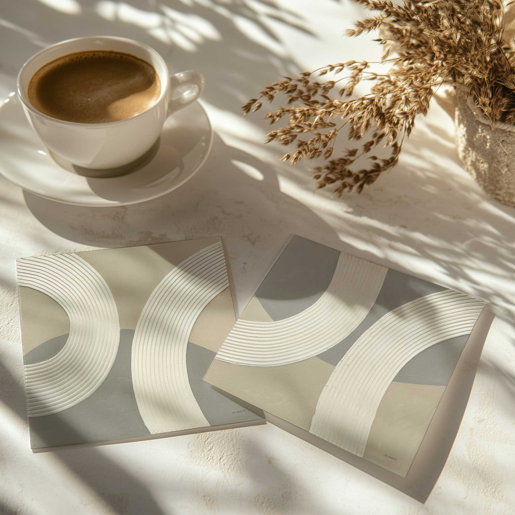 Wrought Studio™ Rhythm in Neutral Shades Set of 2 Canvas Prints, 20" x ...