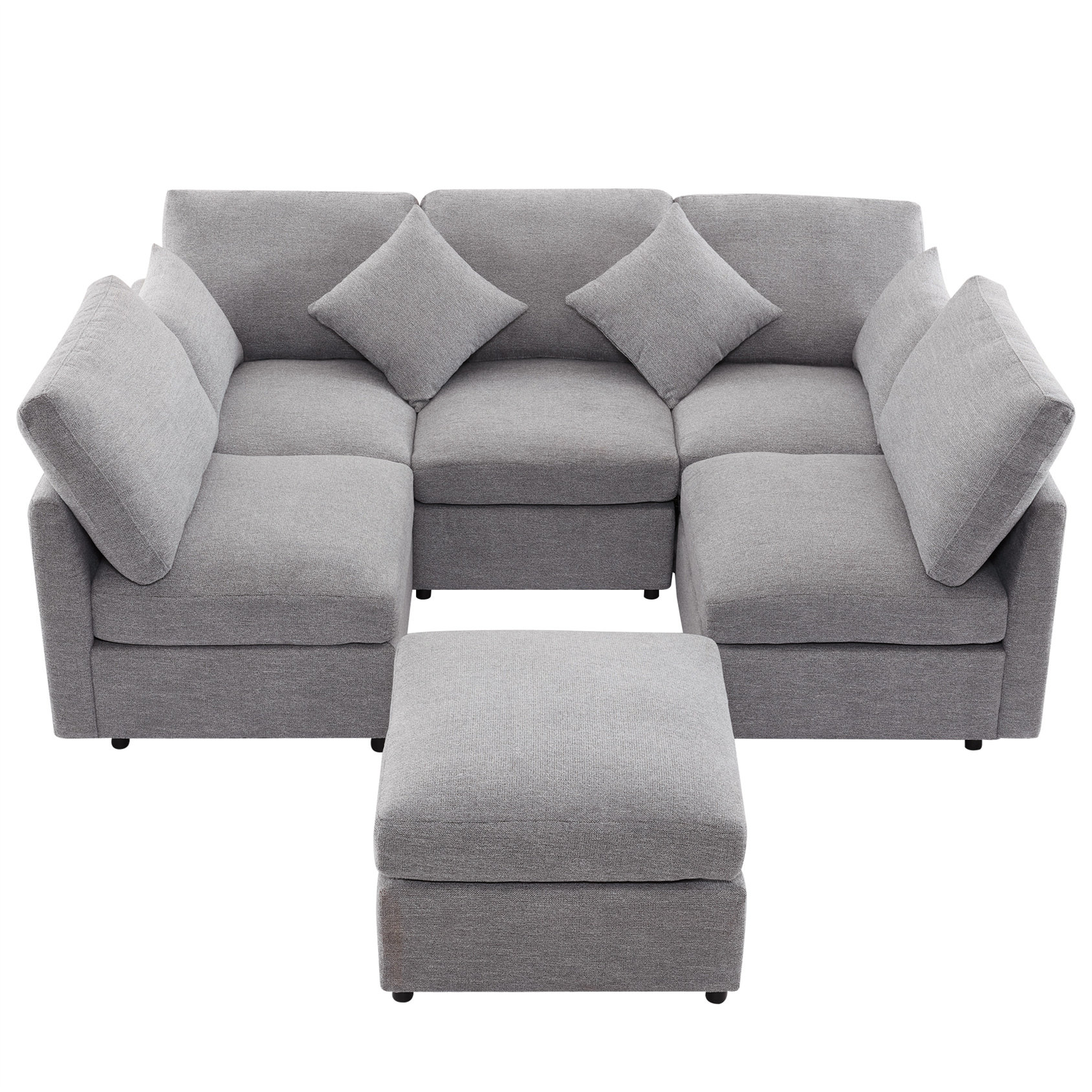 Latitude Run® Modular U Shaped Sectional Sofa With Ottoman And USB ...