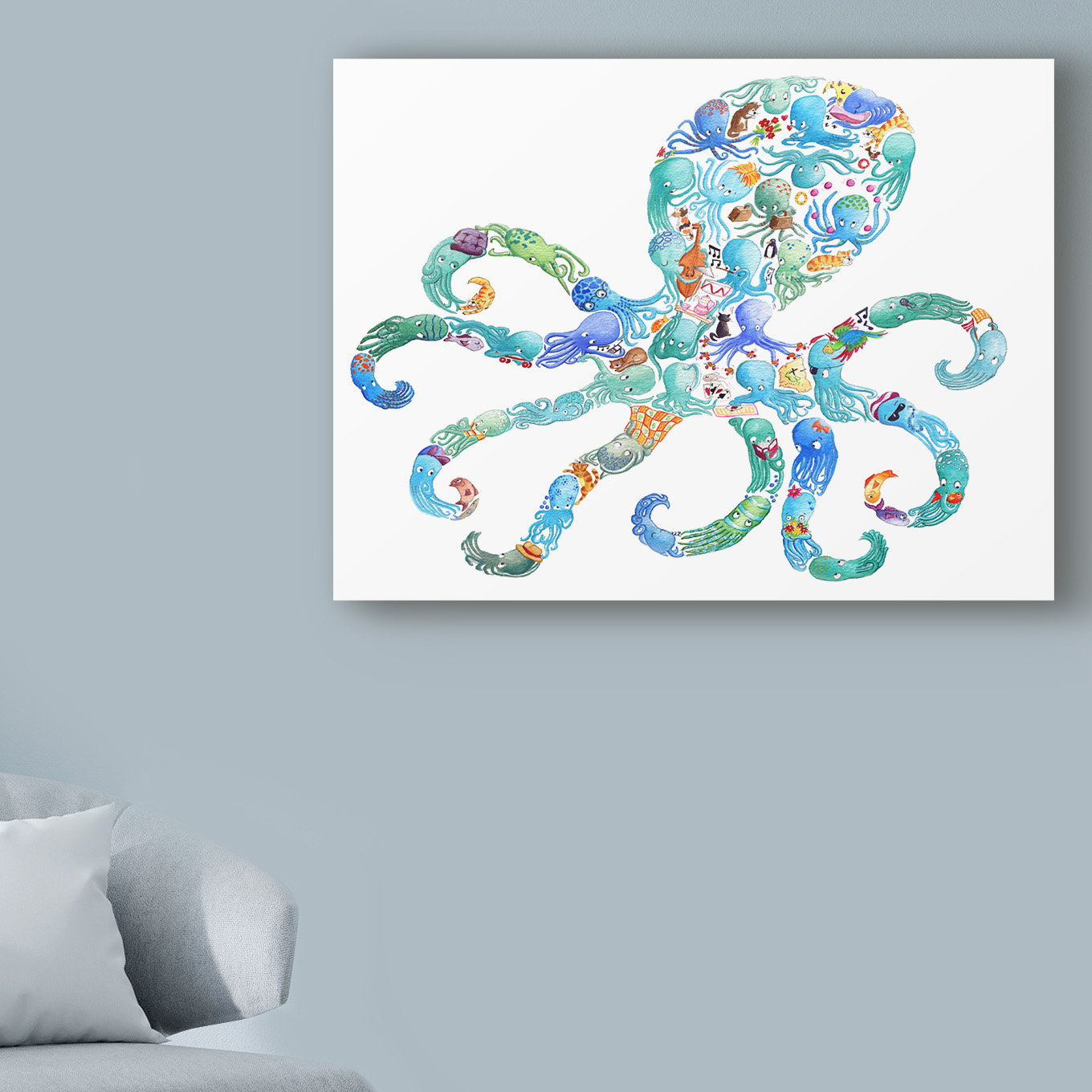 The Holiday Aisle® Octopus Collage by Louise - Graphic Art Print on ...