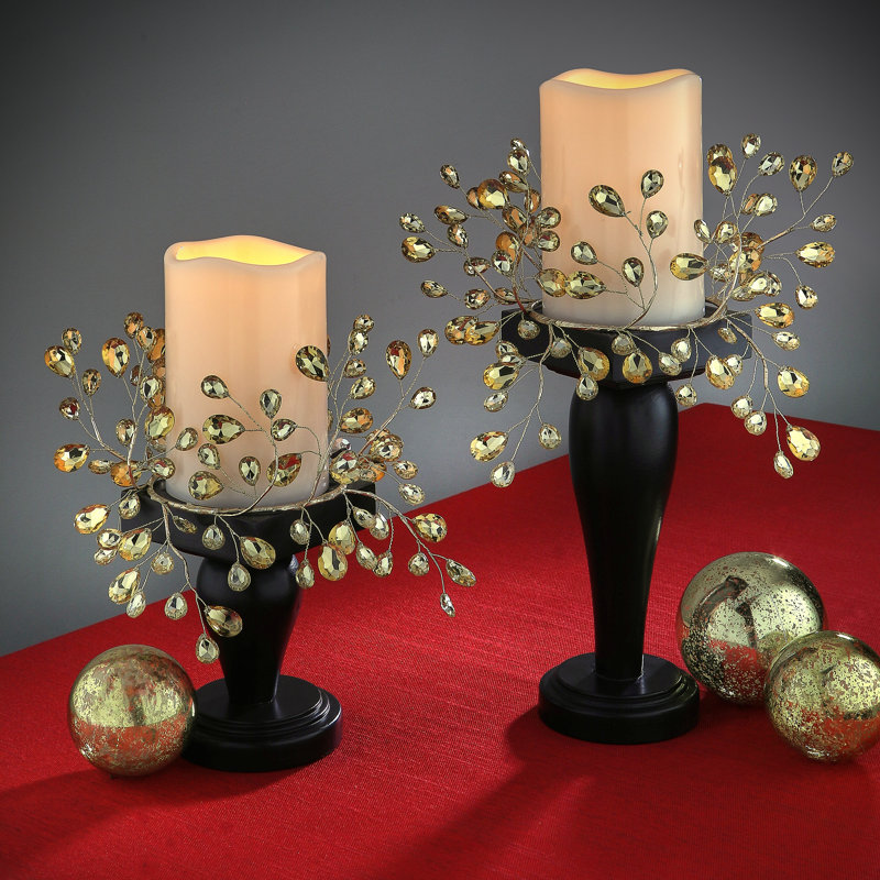 The Holiday Aisle® Metal Jewel Candle Rings | Wayfair