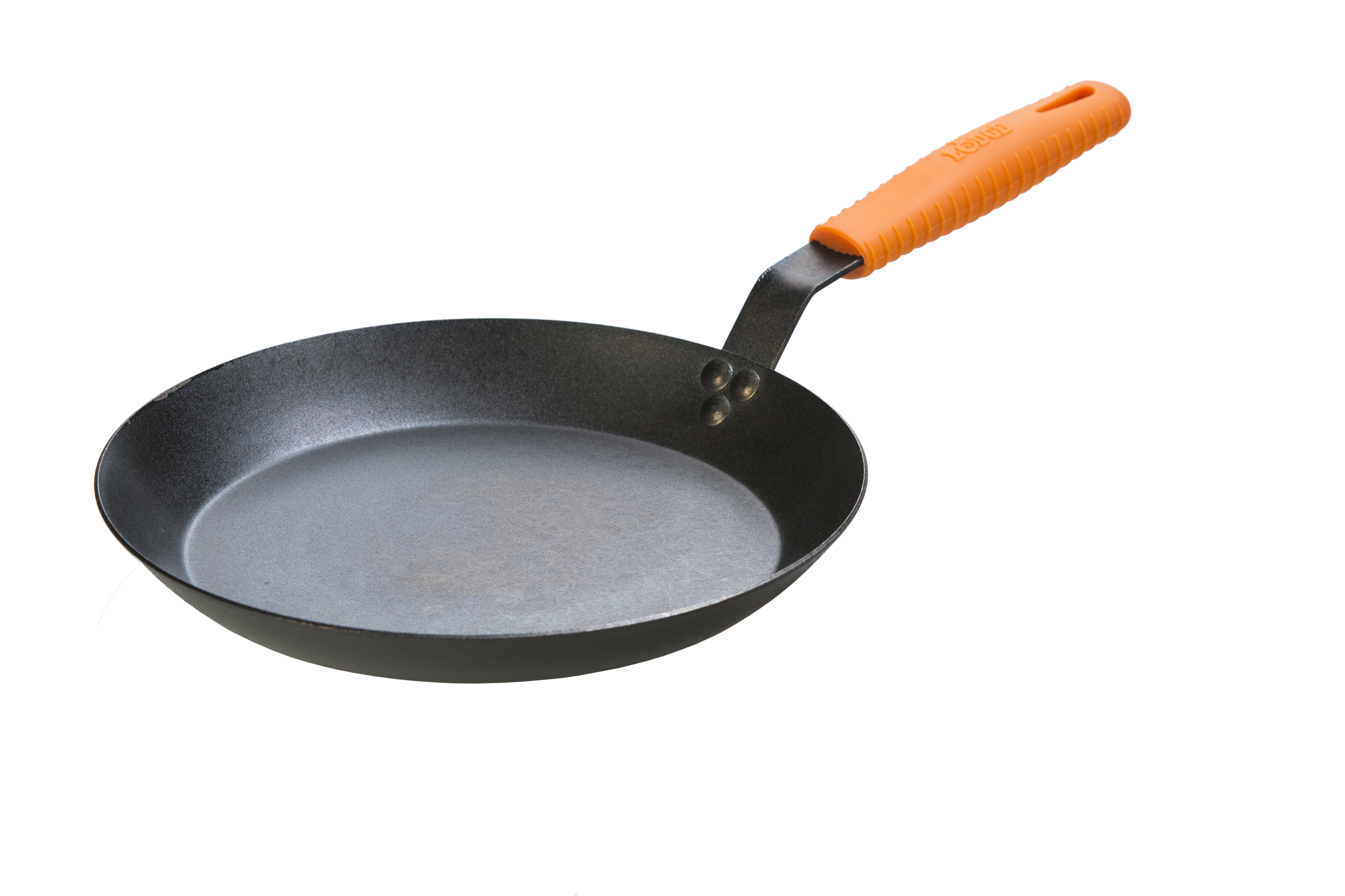 Lodge 12 Inch Seasoned Carbon Steel Skillet With Orange Silicone Handle ...