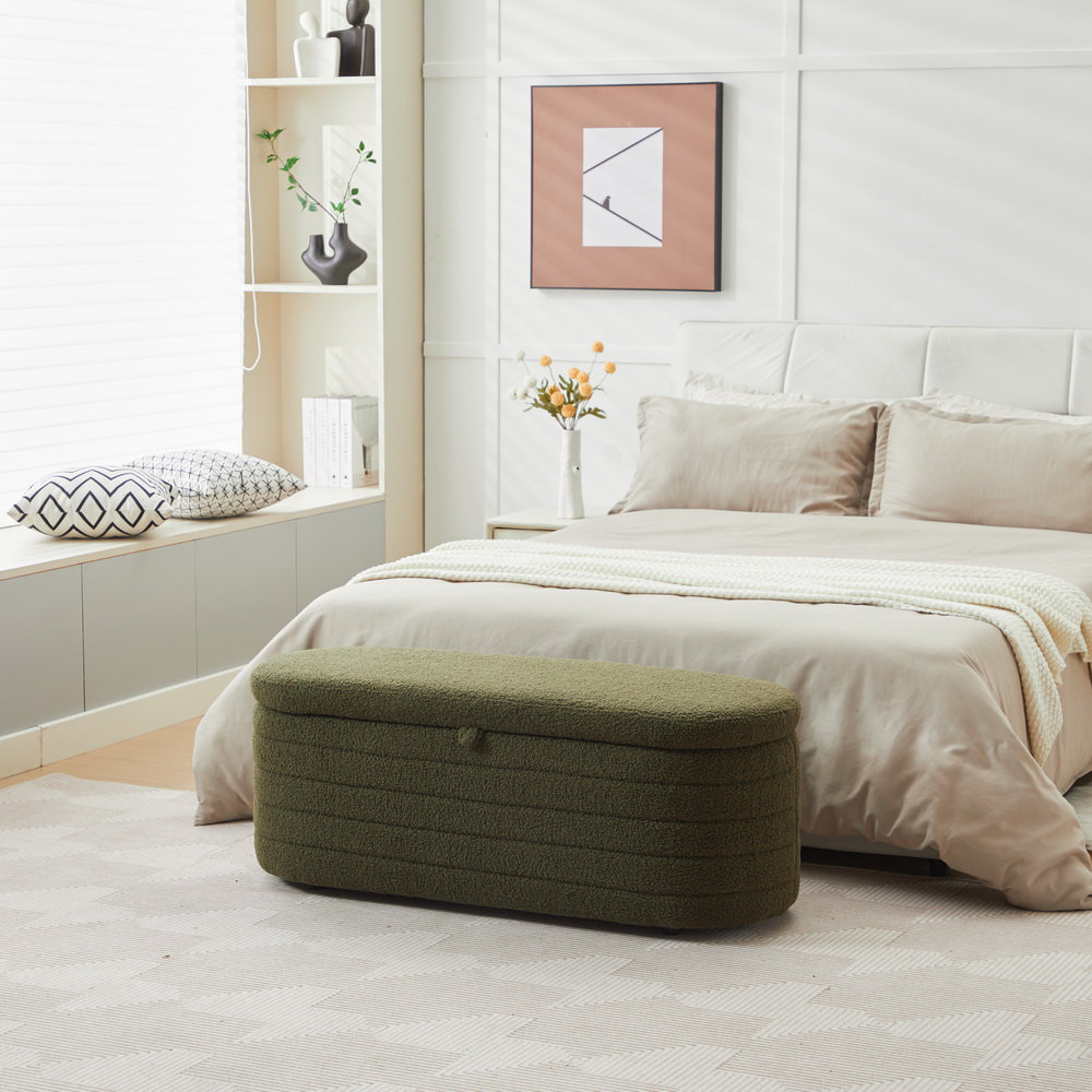 Latitude Run® Boucle Upholstered Storage Bench | Wayfair