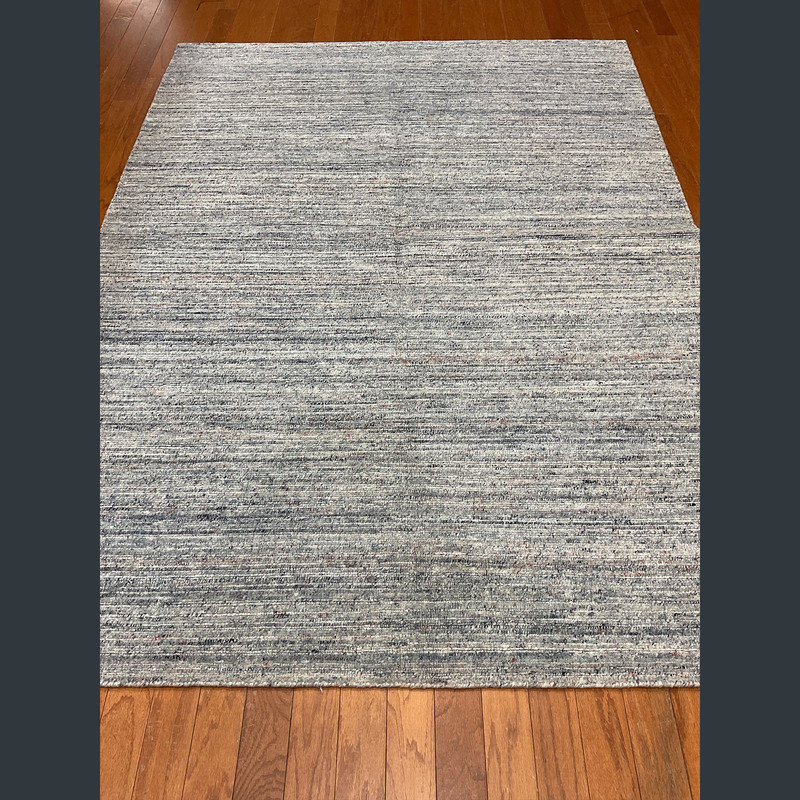 17 Stories Hand-Knotted Rectangle 5'2" x 7' Wool Area Rug in Gray/White ...