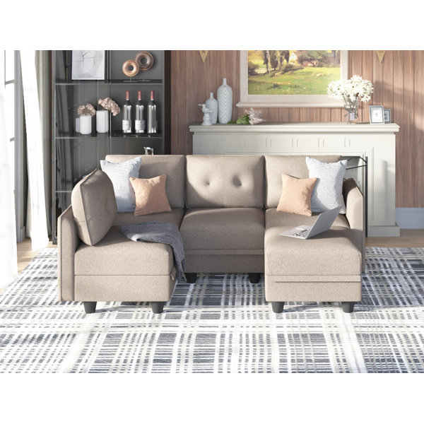 Latitude Run® Tomario 5- Piece Upholstered L-Shaped Modular Sectional ...