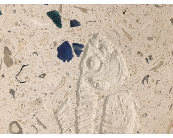 Matrix-Z 6" x 6" SeaStone Bevel Edge Cement Fish Head Fossil Impression ...