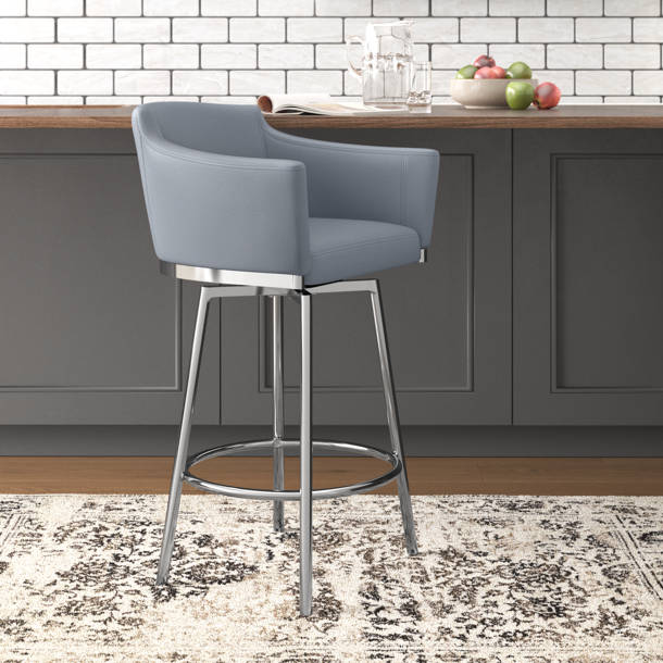 AllModern Ross Swivel Upholstered Counter Stool with Metal Frame ...