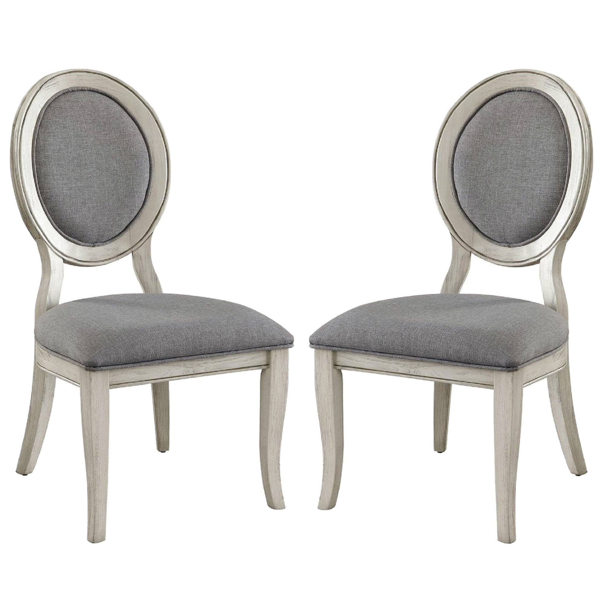Hokku Designs 2 Padded Gray Fabric Sitting Area Chairs, Antique White ...