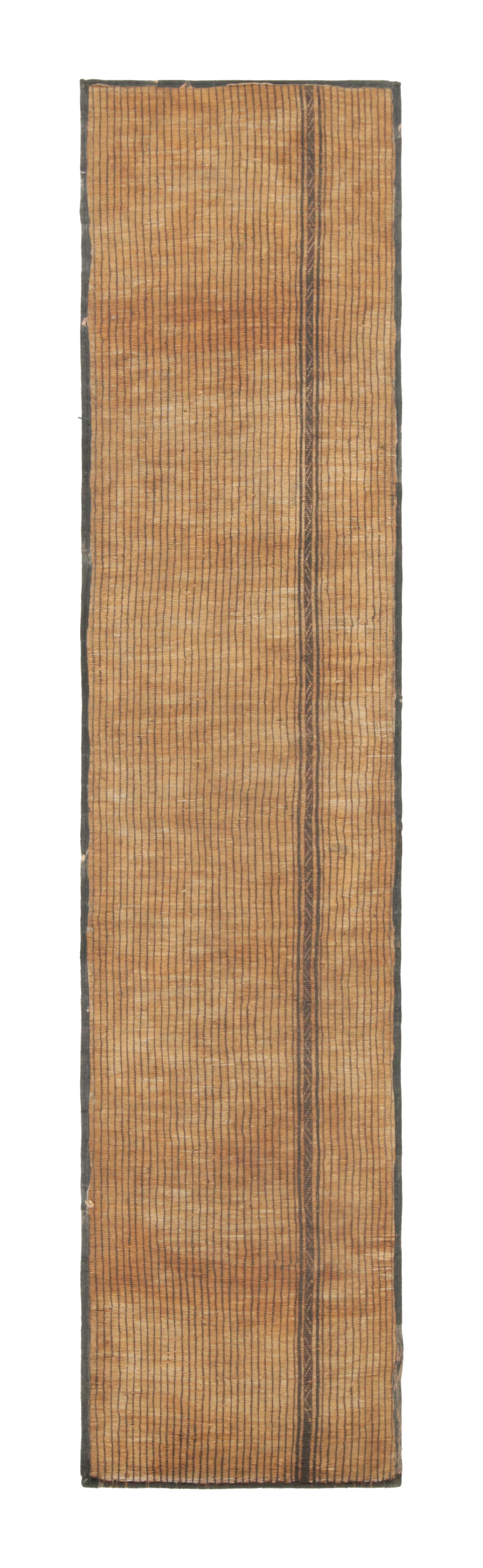 Rug & Kilim Vintage Tuareg Runner Mat, Brown And Beige Striped Patterns ...