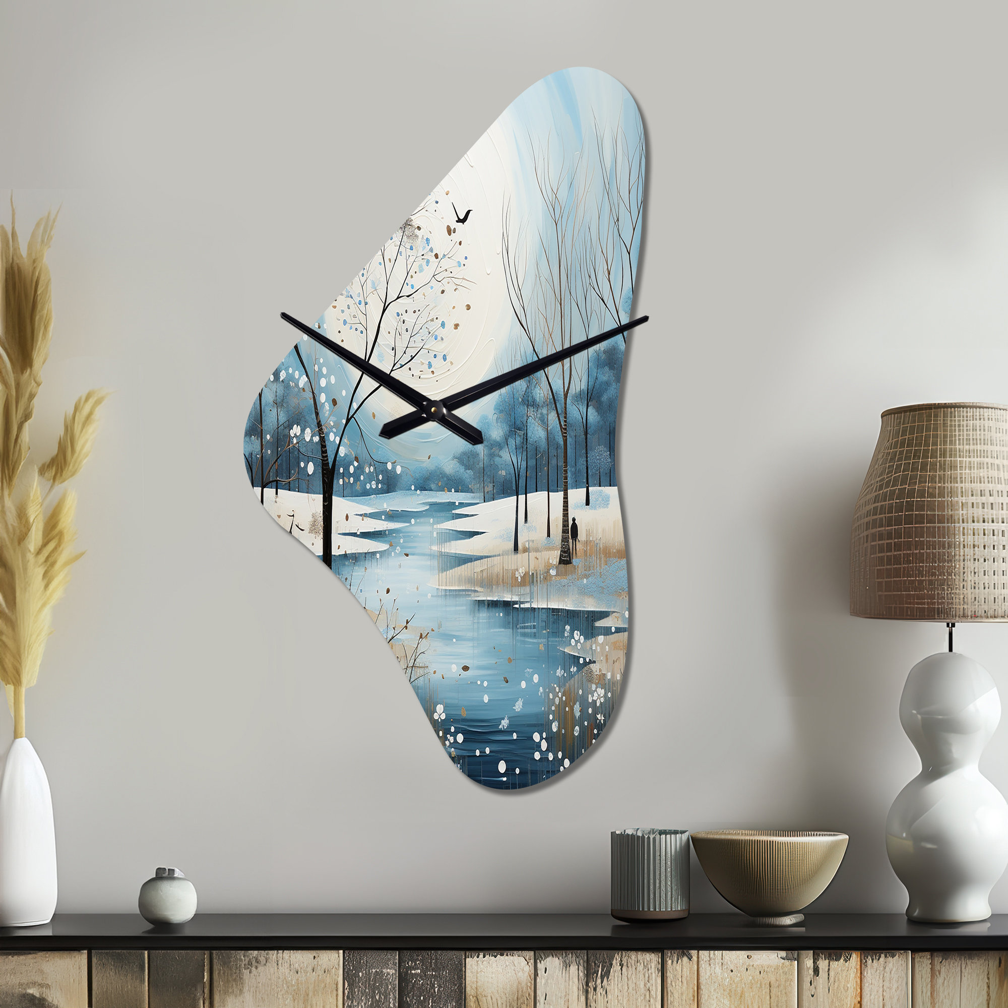 Design Art Blue White Modern Scandinavian Winter Pointillism V ...