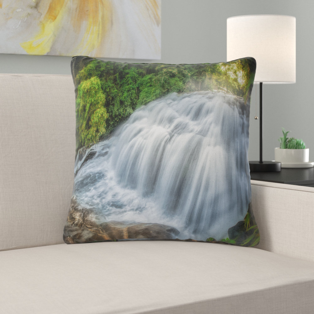 Design Art Flowing Pha Dokseaw Waterfall - Landscape Printed Pillow ...
