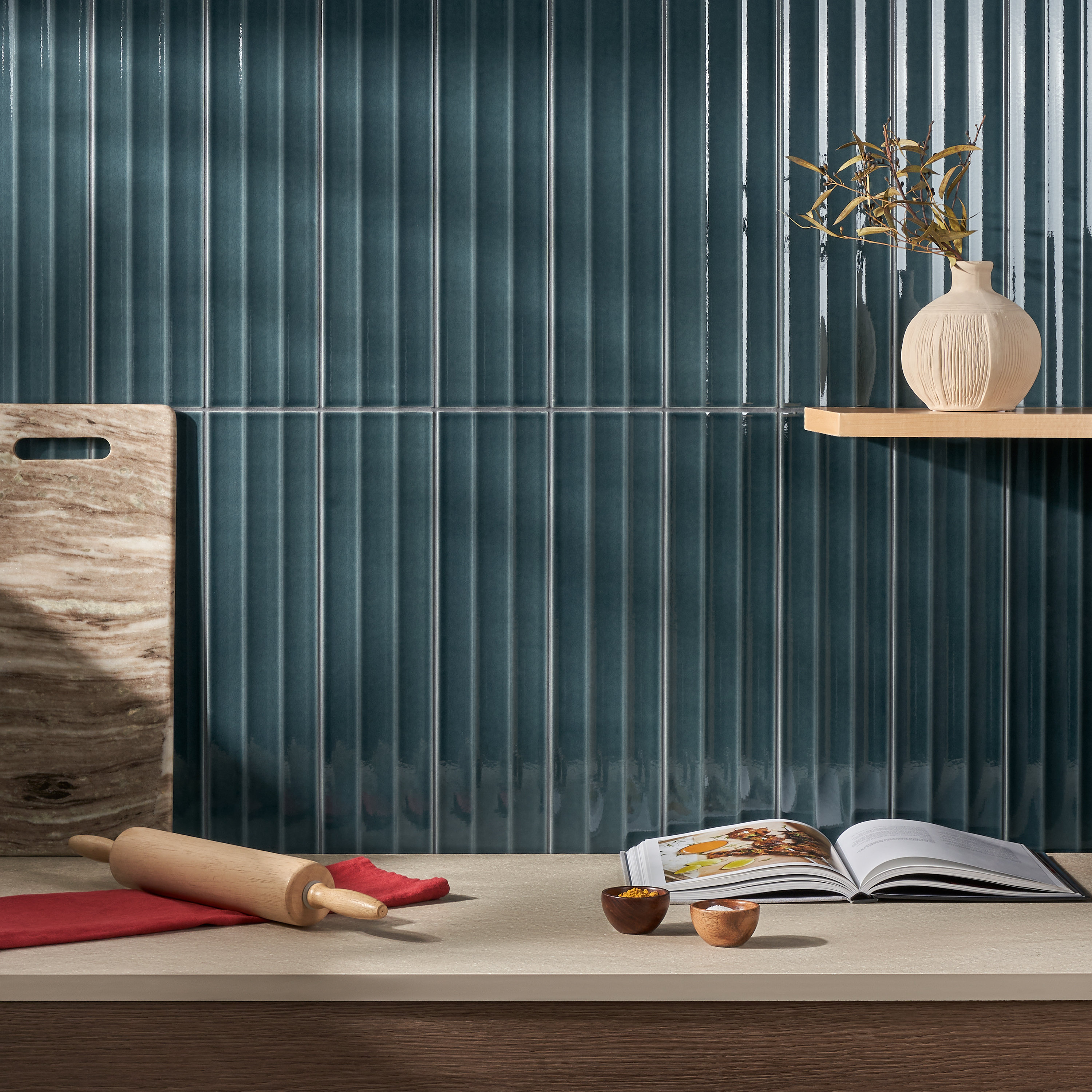 Bond Tile Radiant Fluted 4.43'' W x 17.62'' L Crackled Ceramic Subway ...