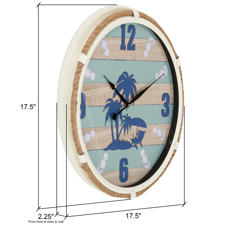 Bay Isle Home™ Isla Nautical Round Shiplap Metal Wall Clock & Reviews ...