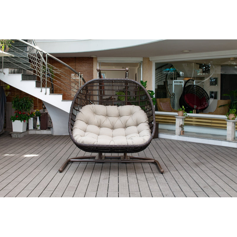Sol Living Double Swing Chair with Stand and Cushion Outside Swing ...