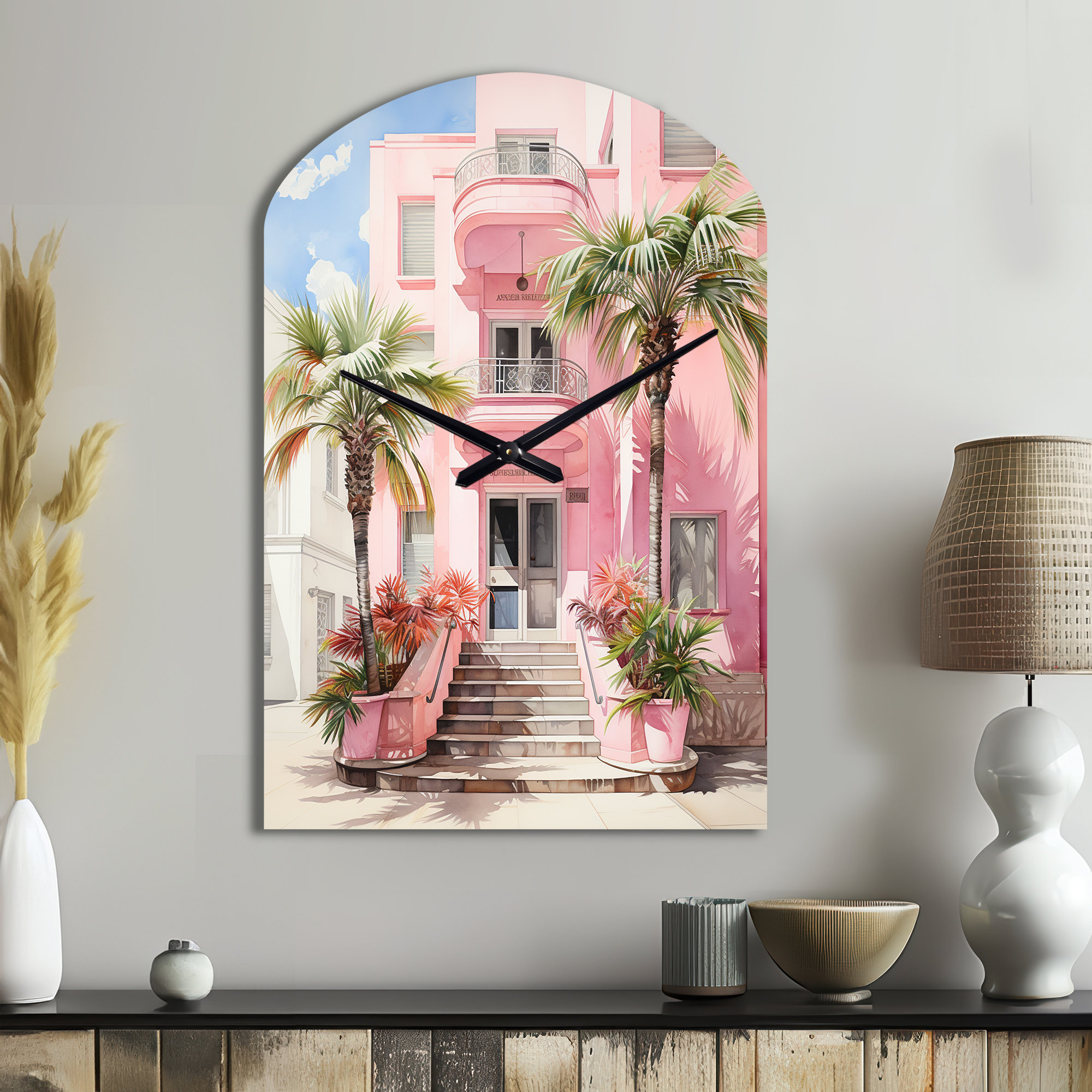 Design Art Pink Miami Artful Facades II - Miami Asymmetrical Metal ...