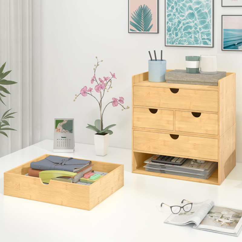 Gracie Oaks Bamboo Desk Drawer Organizer | Wayfair