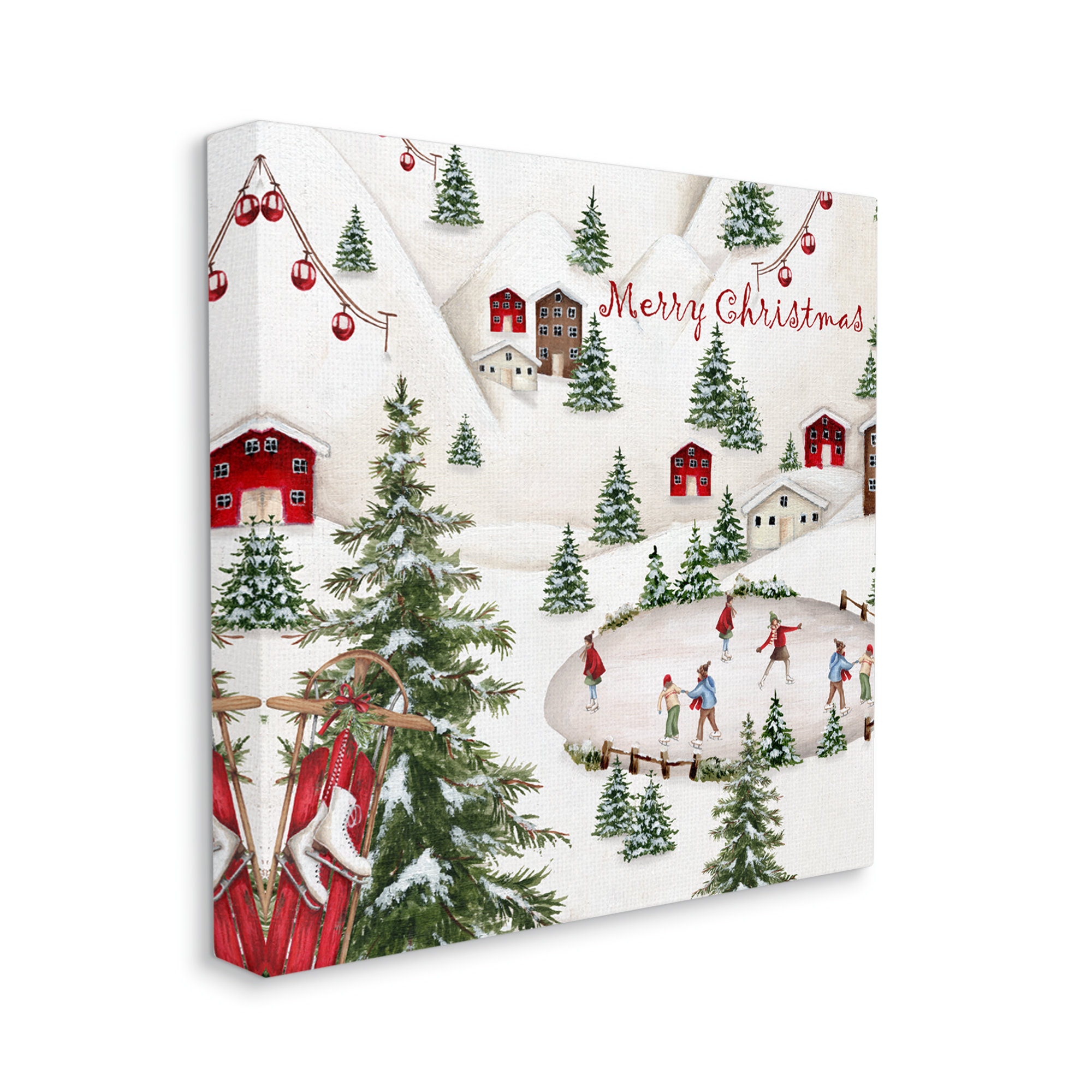The Holiday Aisle® Christmas Town Ice Skating On Canvas by Emma Leach ...