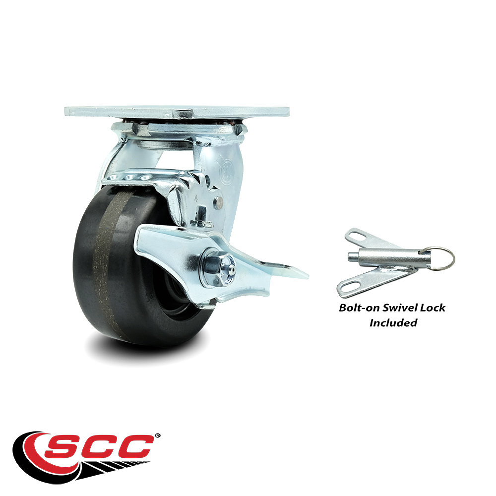 Service Caster Greenlee Swivel Caster with Brake & Bolt-On Swivel Lock ...