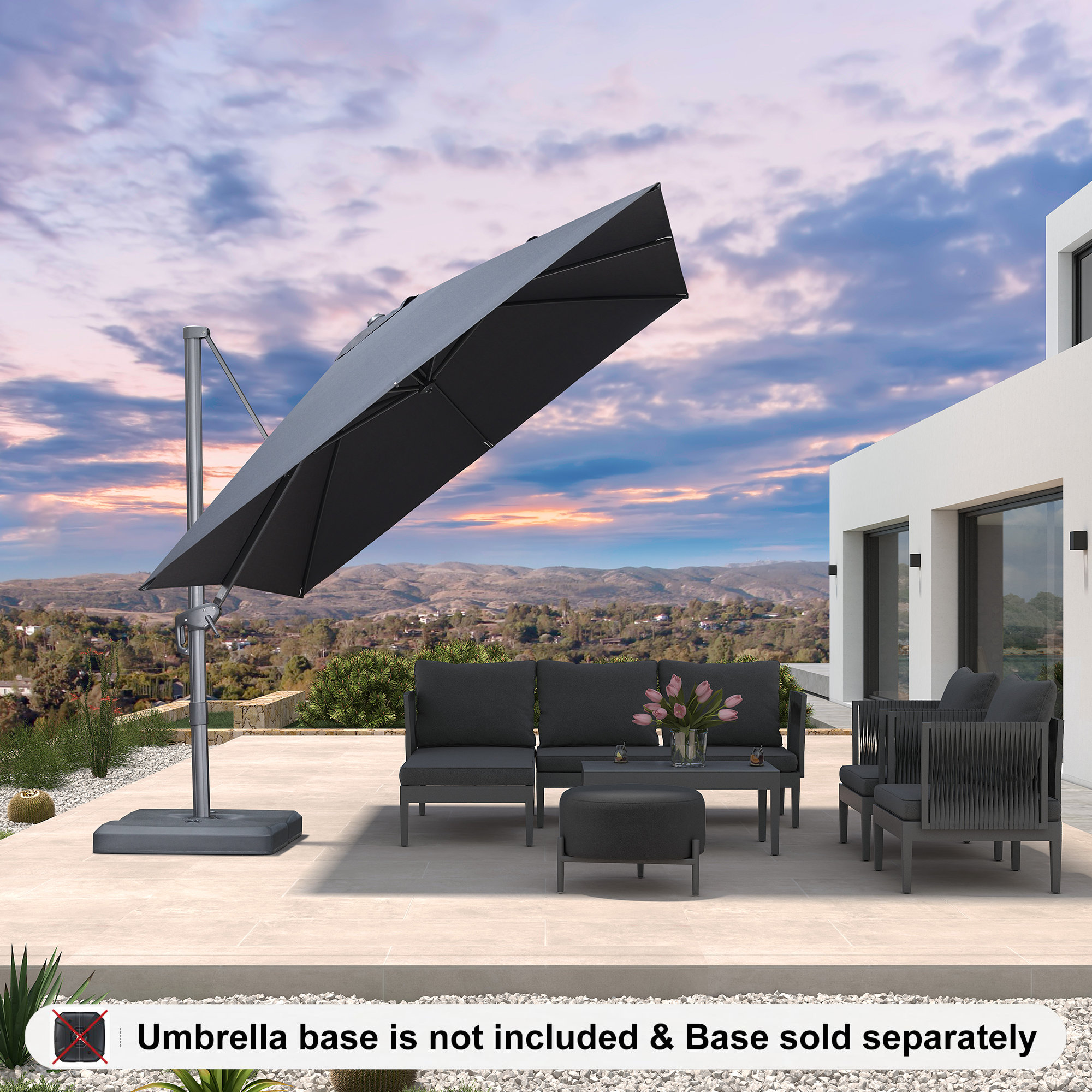 Arlmont & Co. Parasol d'extérieur en porte-à-faux 96 Ronderick avec ...