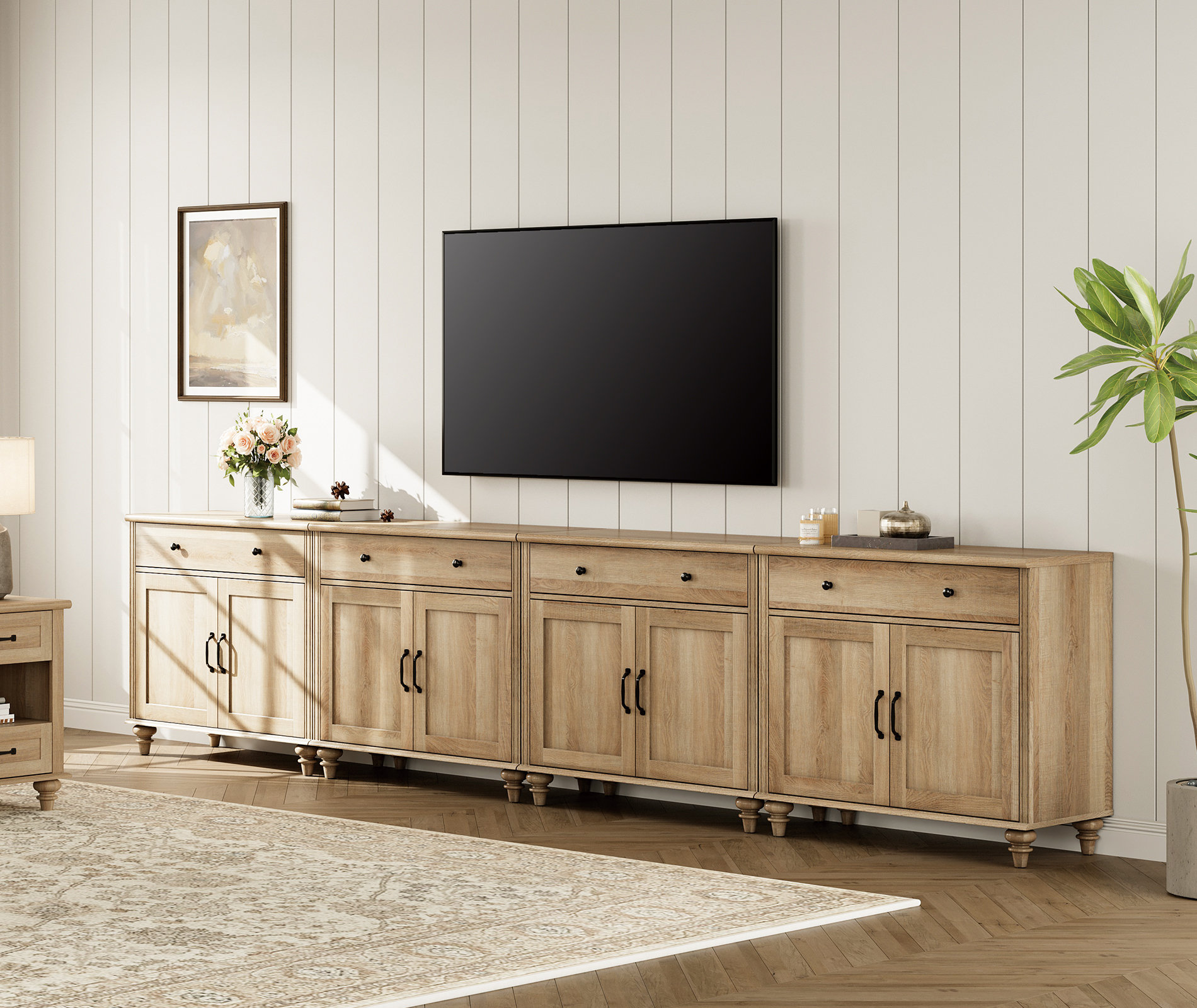 Alcott Hill® Farmhouse TV Stand For 85 Inch TV With 8 Doors And 4 ...