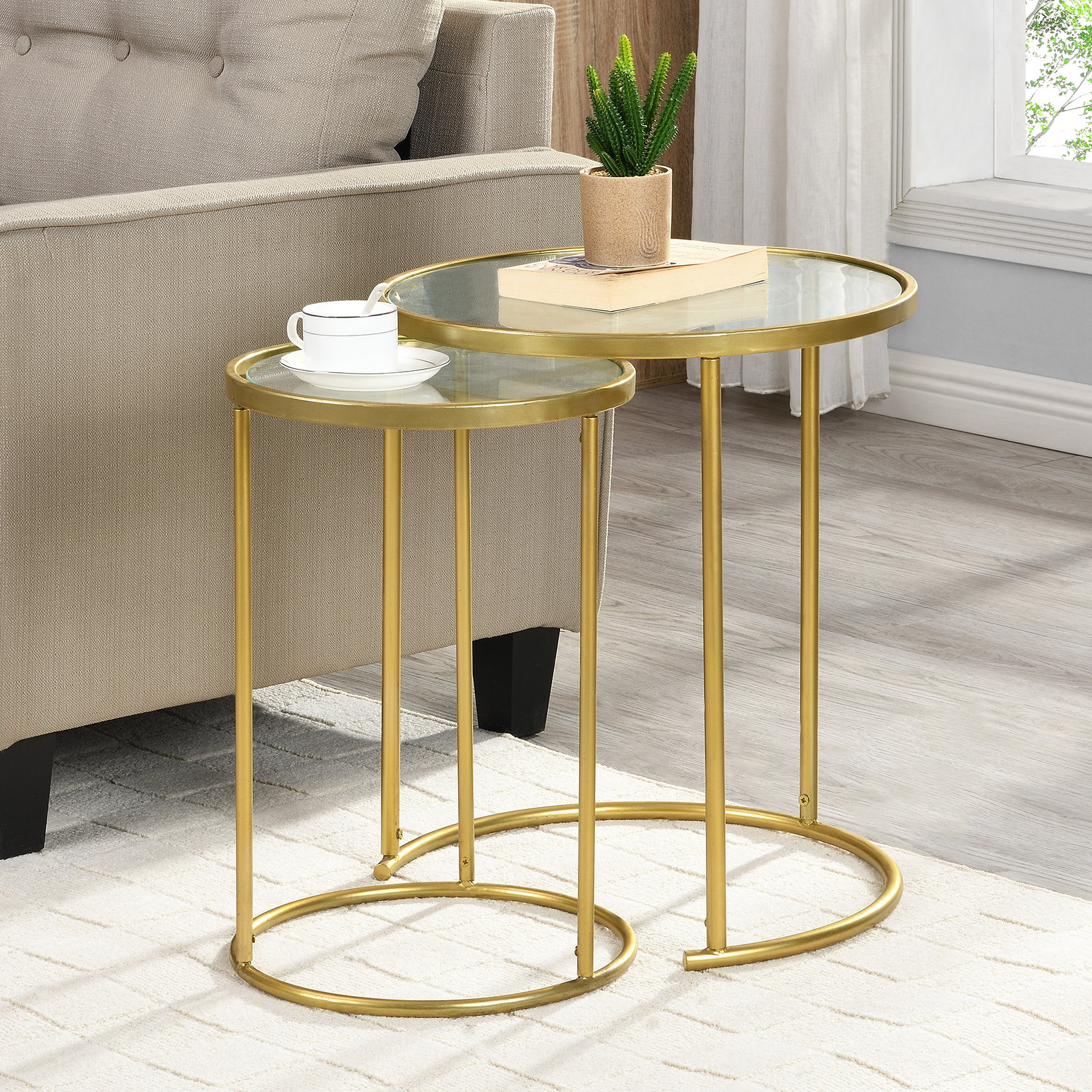 Mercer41 Stark Glass Frame Nesting Tables & Reviews | Wayfair