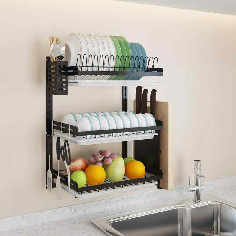 APPENIN WINTER PARK CORP 3 Tier Black Stainless Steel Dish Drying Rack ...