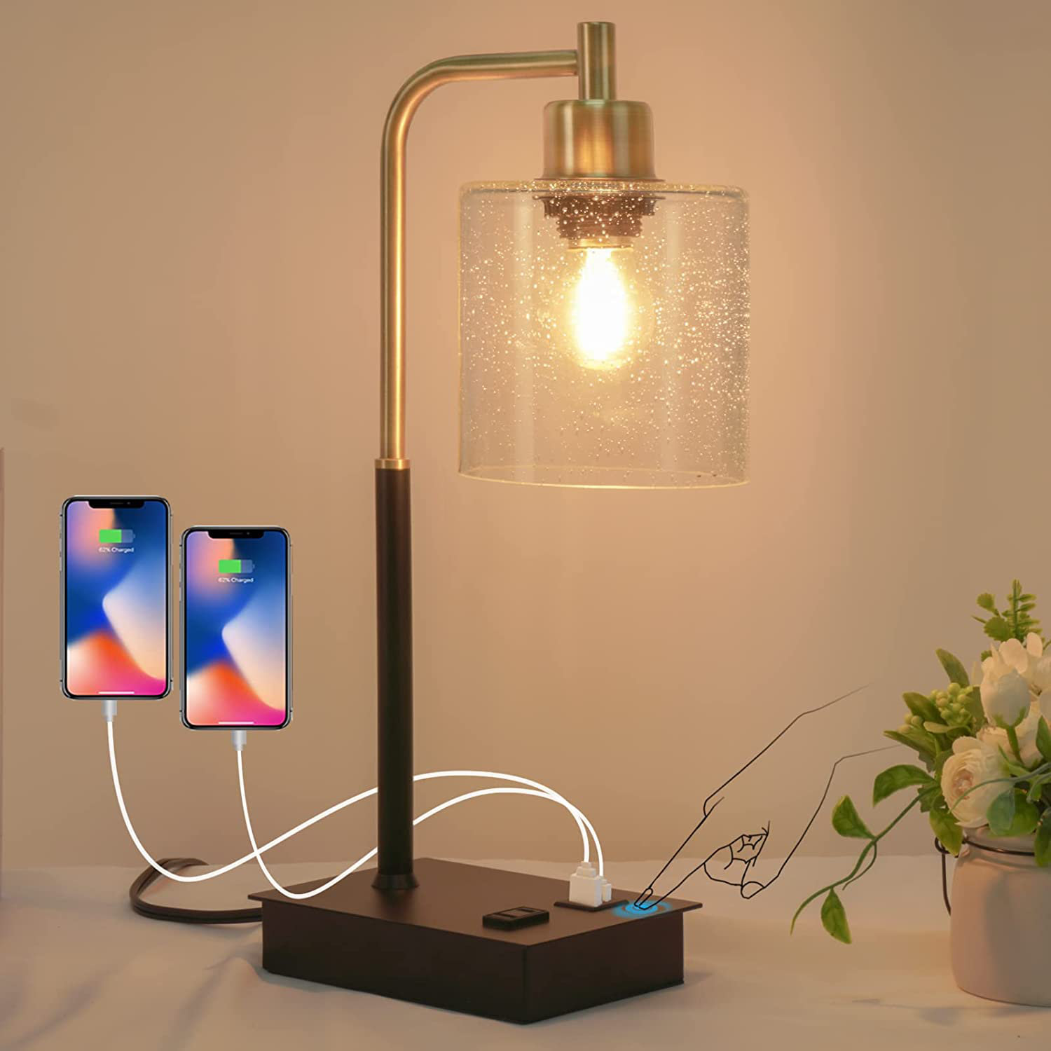 Longshore Tides Touch Control Table Lamp 3-Way Dimmable Modern Bedside ...