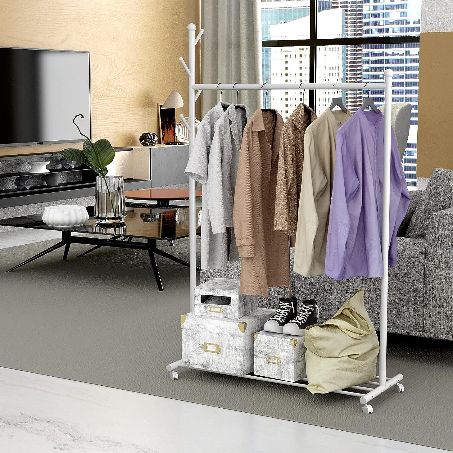 Rebrilliant Maisah 41.3'' Metal Rolling Clothes Rack - Wayfair Canada