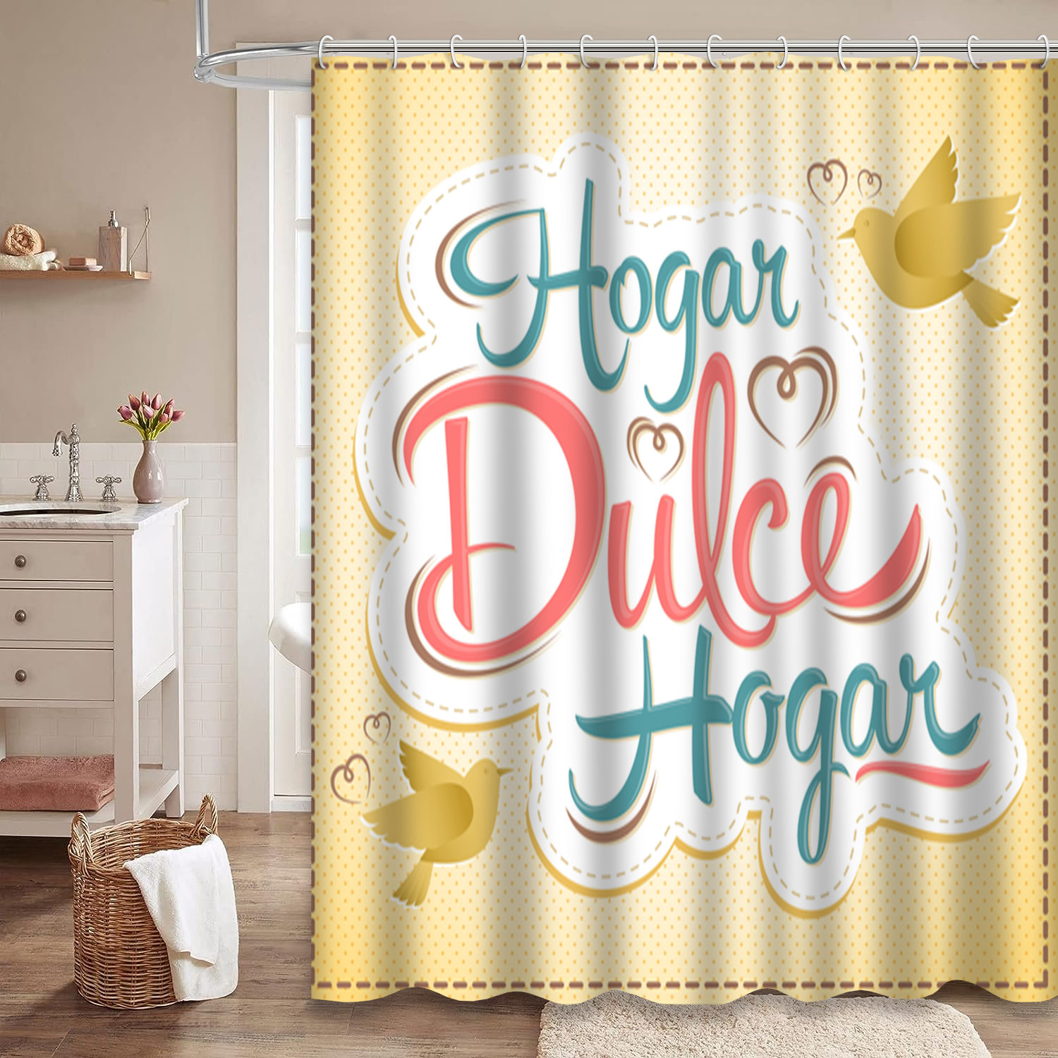 East Urban Home Spanish Dove Waterproof Shower Curtain,Home Sweet ...