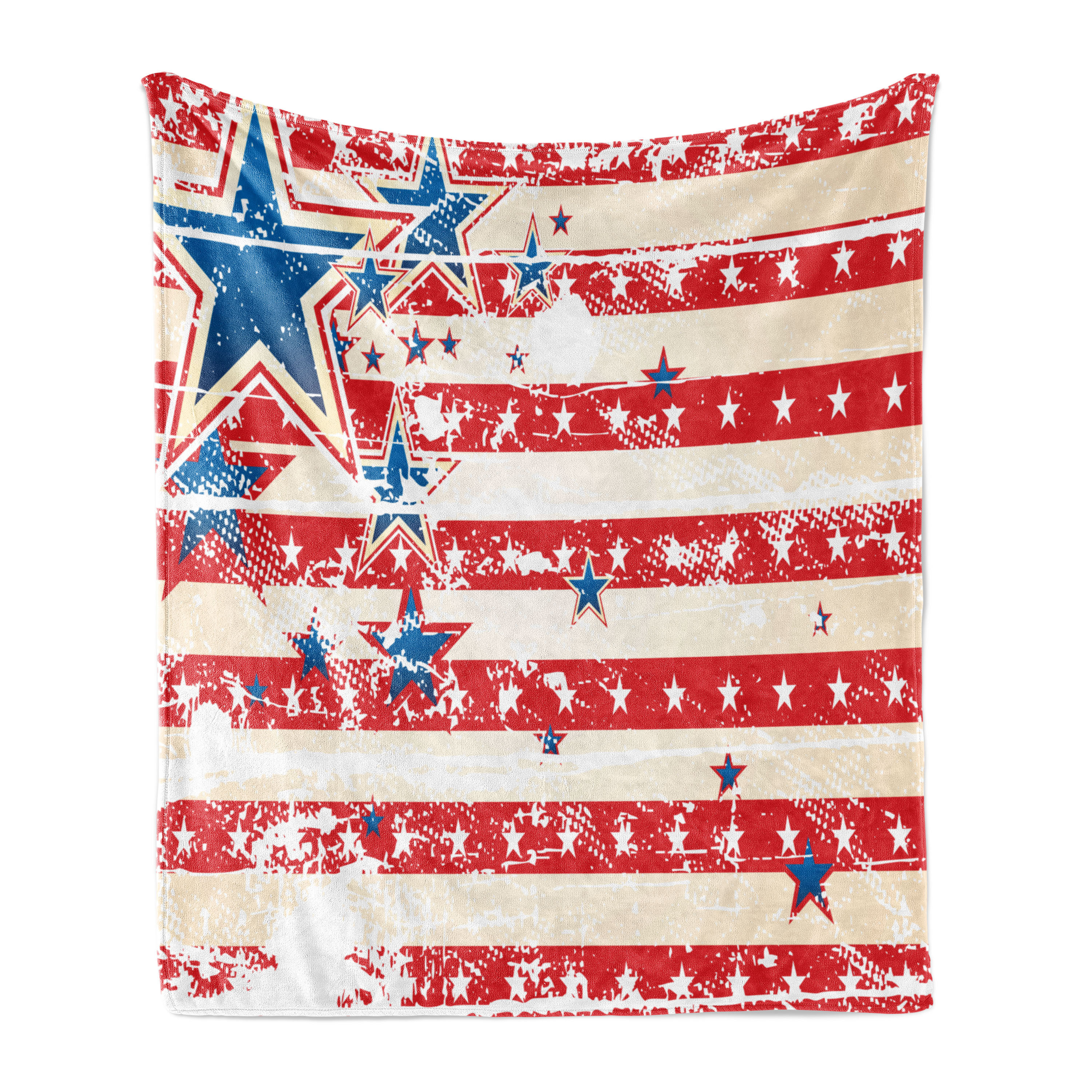 Ambesonne American Flag Fleece Throw Blanket Star and Stripes Vermilion ...