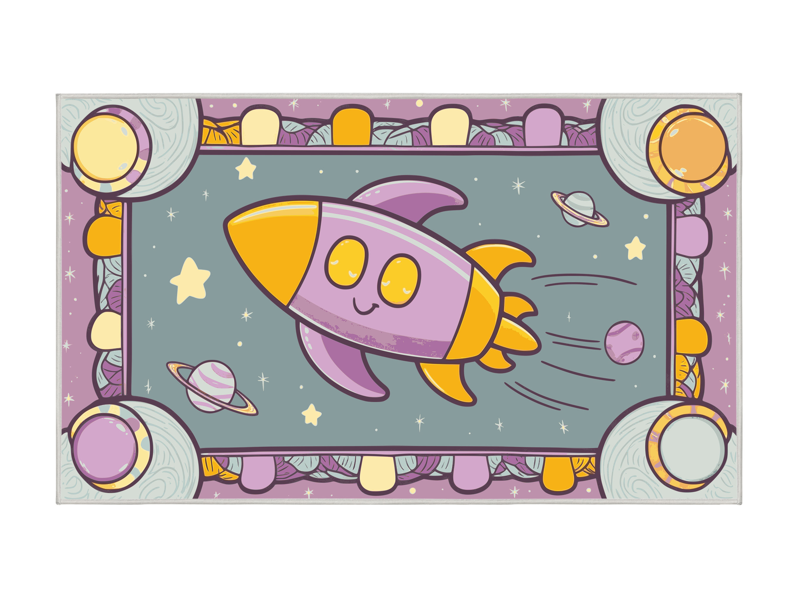 Zoomie Kids Washable Space Planets Astronauts Kids Rug | Wayfair